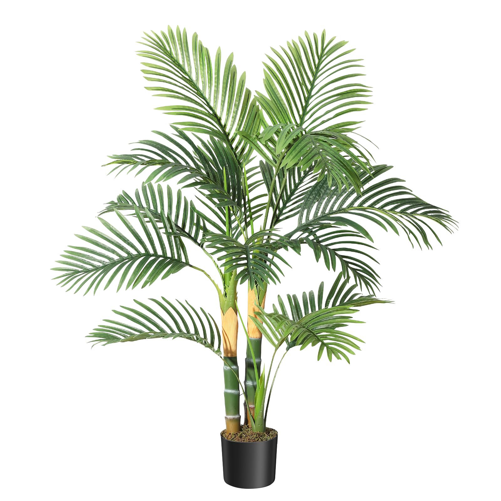 Yuan Home Triple Golden Cane Palm Artificial Tree 4Ft Tall, Large ...