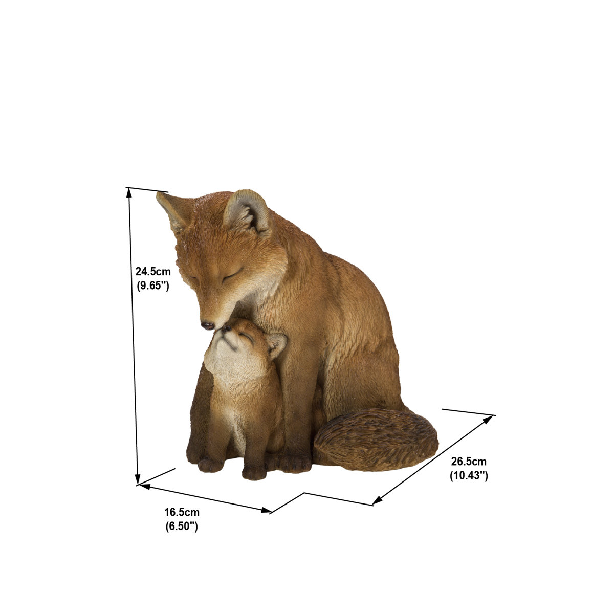 Hi-Line Gift Ltd. Cuddling Mother And Baby Fox 1 Piece Garden Statue ...