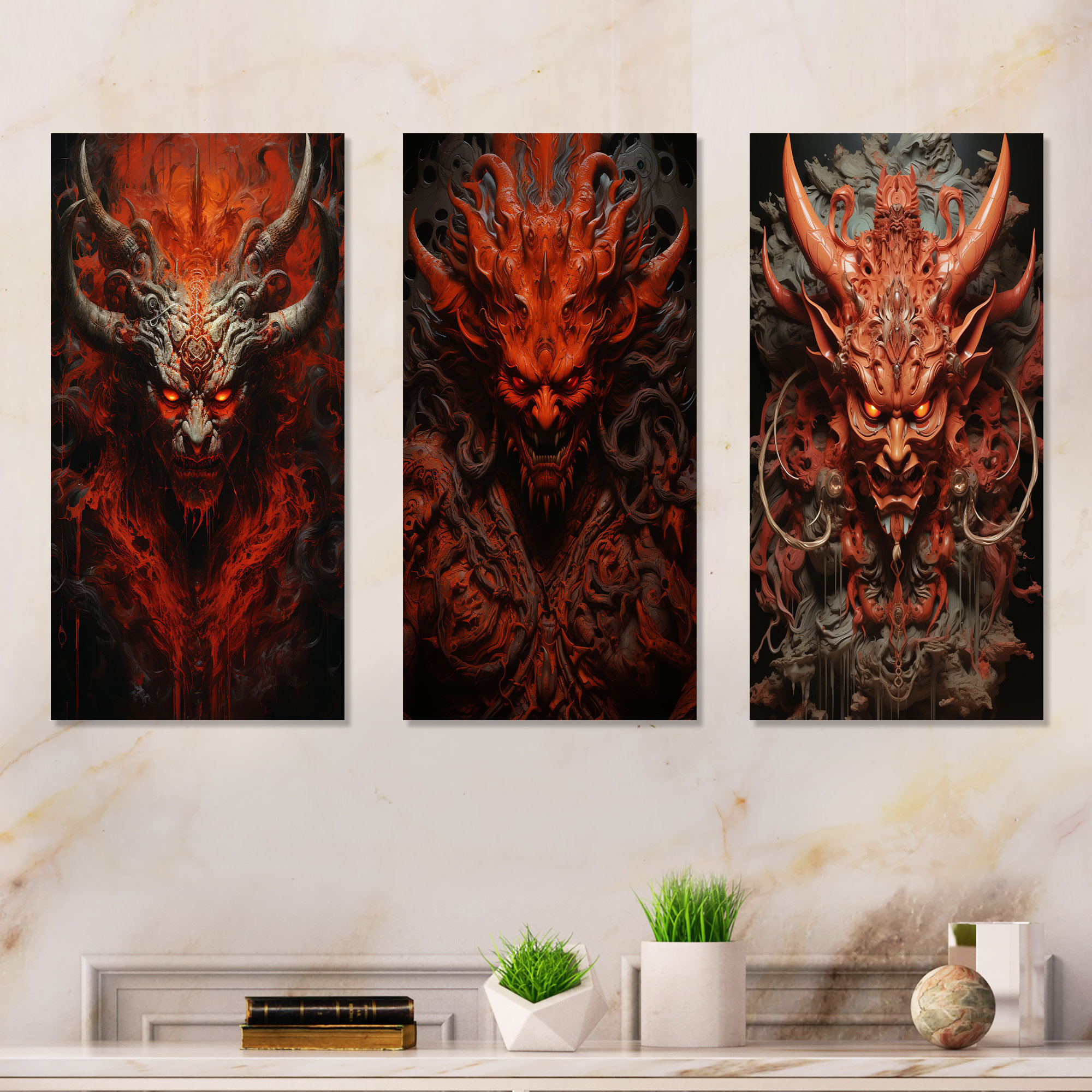 Trinx Hinduism Asuras Demon Fiery Flame - Hinduism Canvas Art Print Set ...