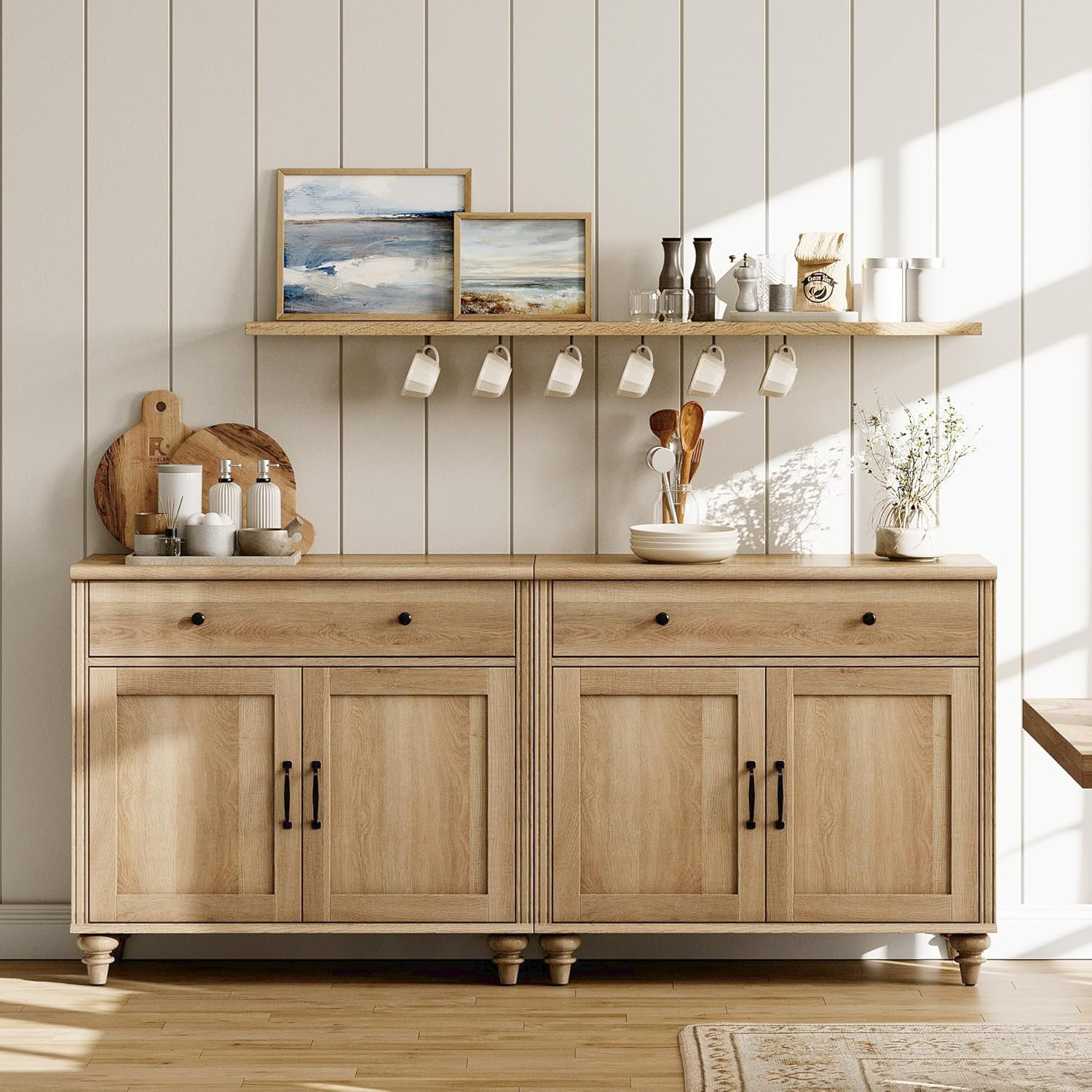 Darby Home Co Rustic Wooden Sideboard Buffet Cabinet, Farmhouse Style ...