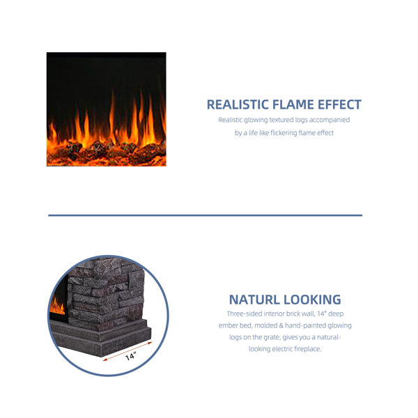 Millwood Pines Terrafab Indoor Smart Electric Fireplace, High Simulate ...