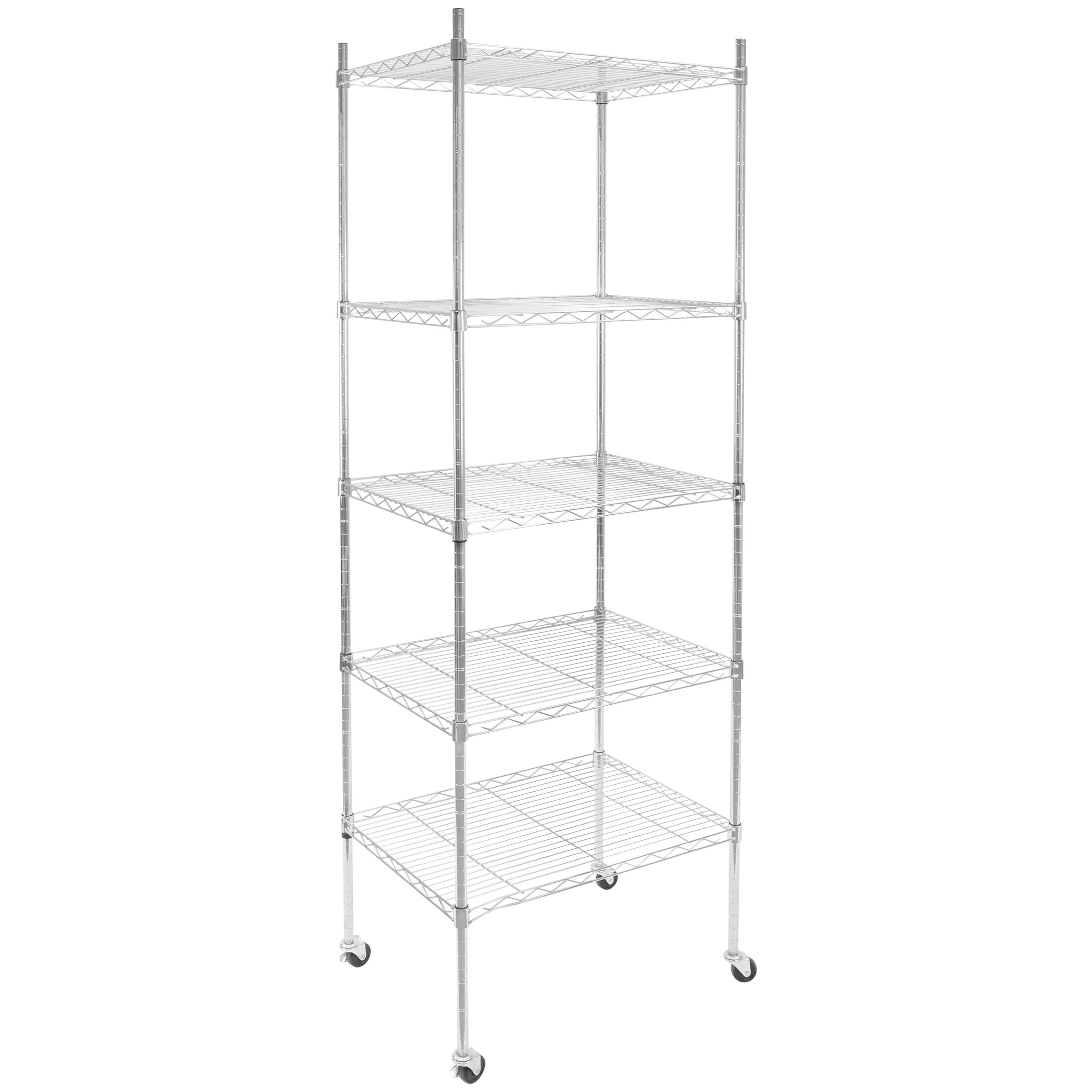 Mount-It! Height Adjustable 5 Tier Wire Shelving with Rolling Wheels ...