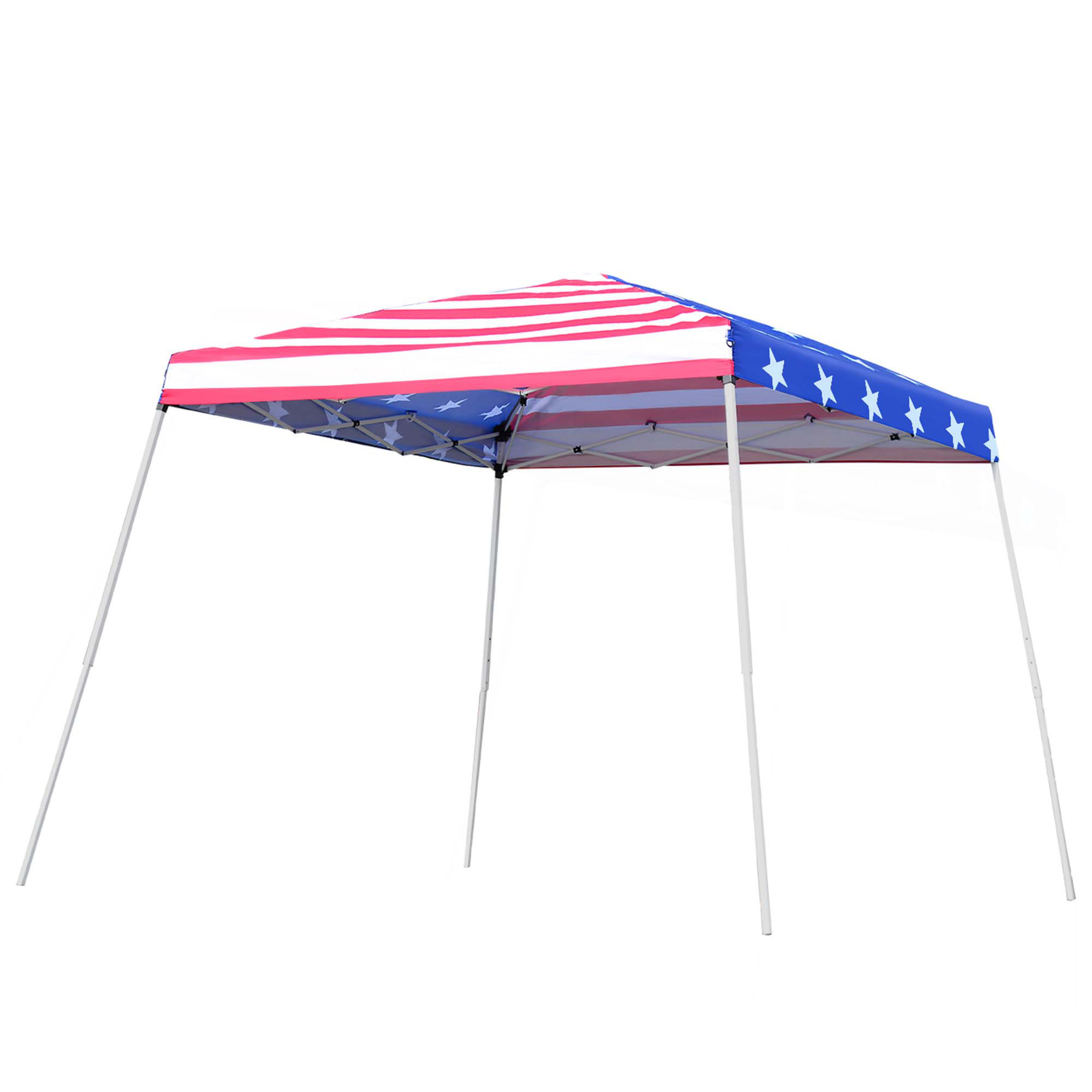 BORILNMR Outsunny Slant Leg Pop Up Canopy Tent with American Flag Roof ...