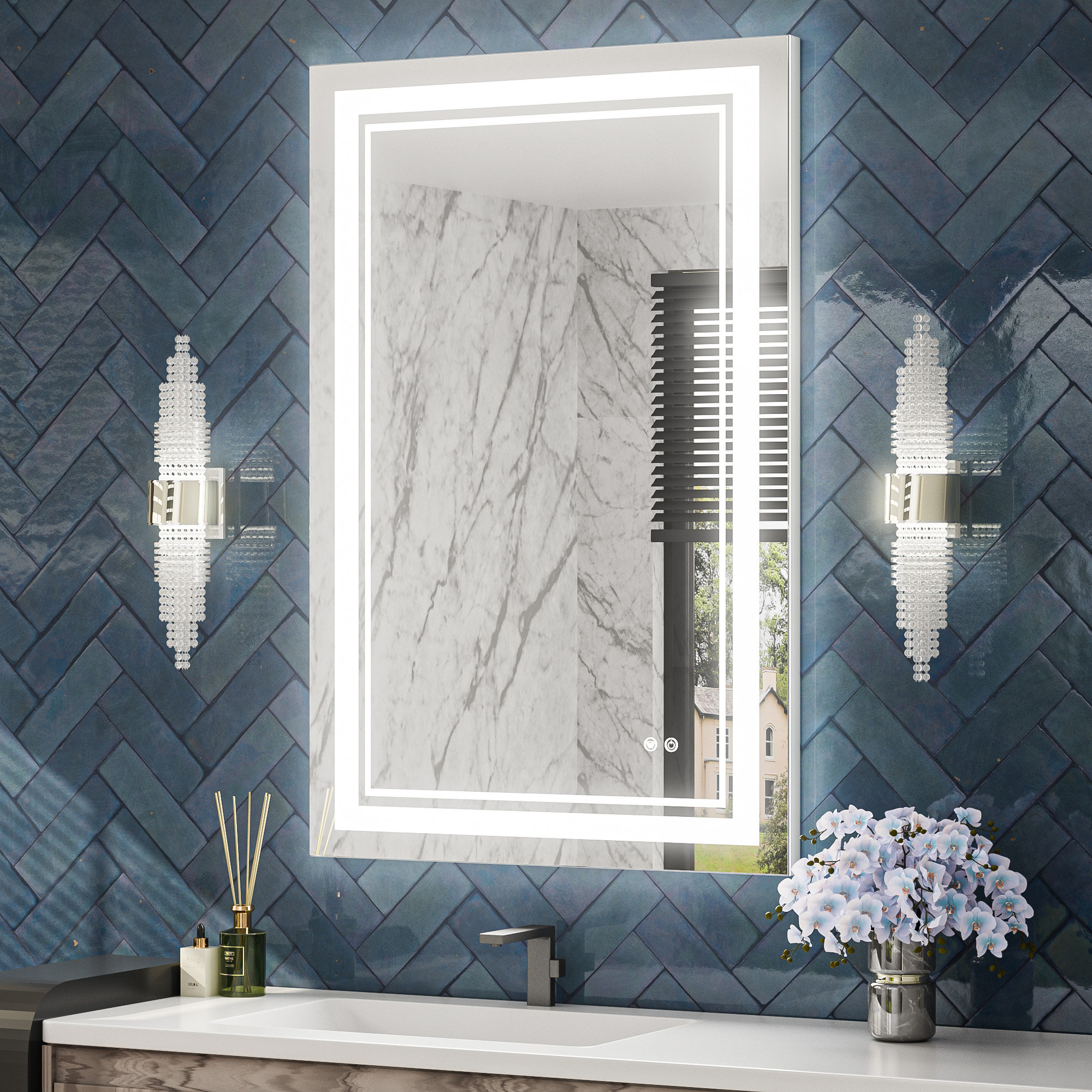 Ivy Bronx Kaelia LED Lighted Bathroom Vanity Mirror Memory Function ...