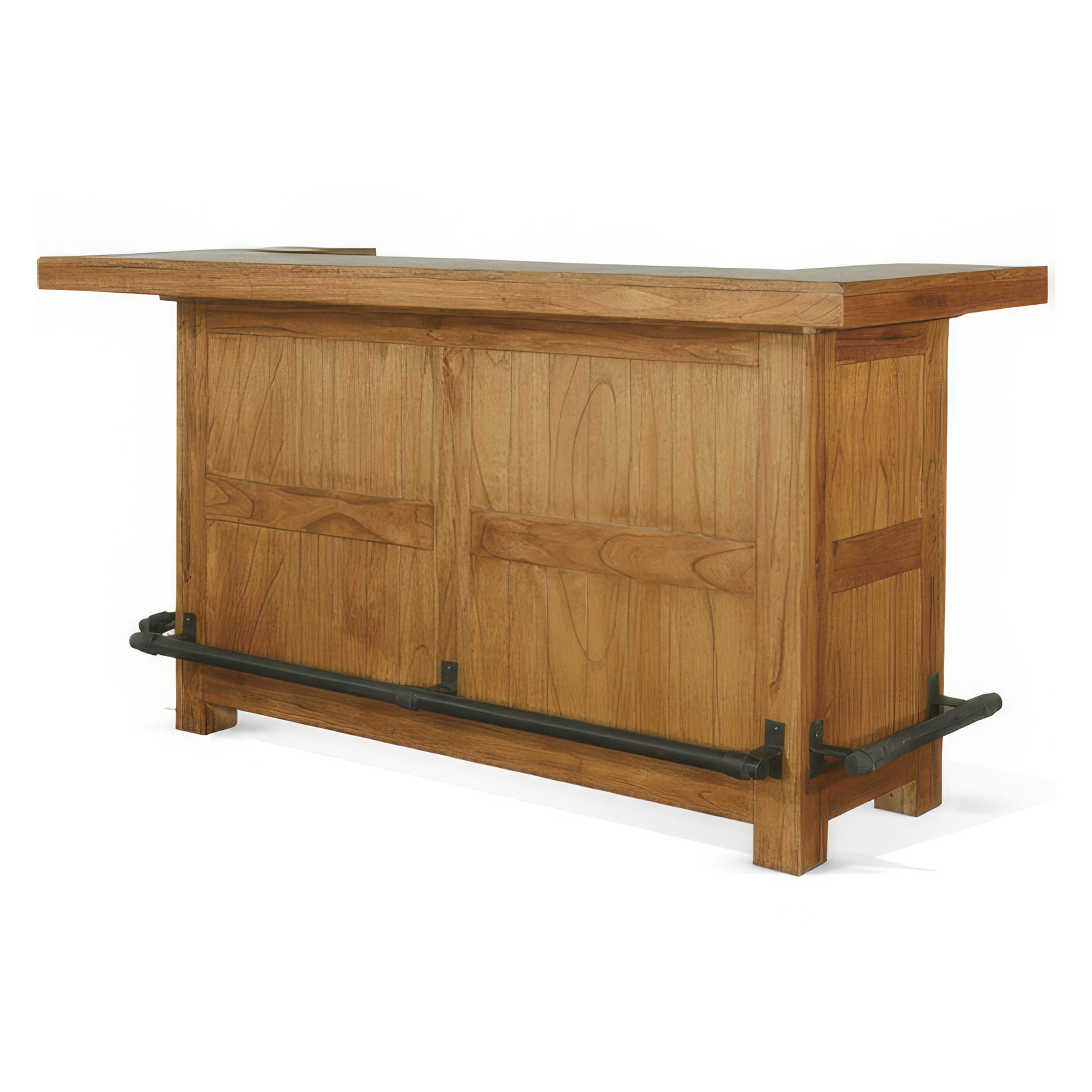 Benjara Marv Bar Cabinet Table, Shelves, Wine Rack, Rustic Oak Brown ...