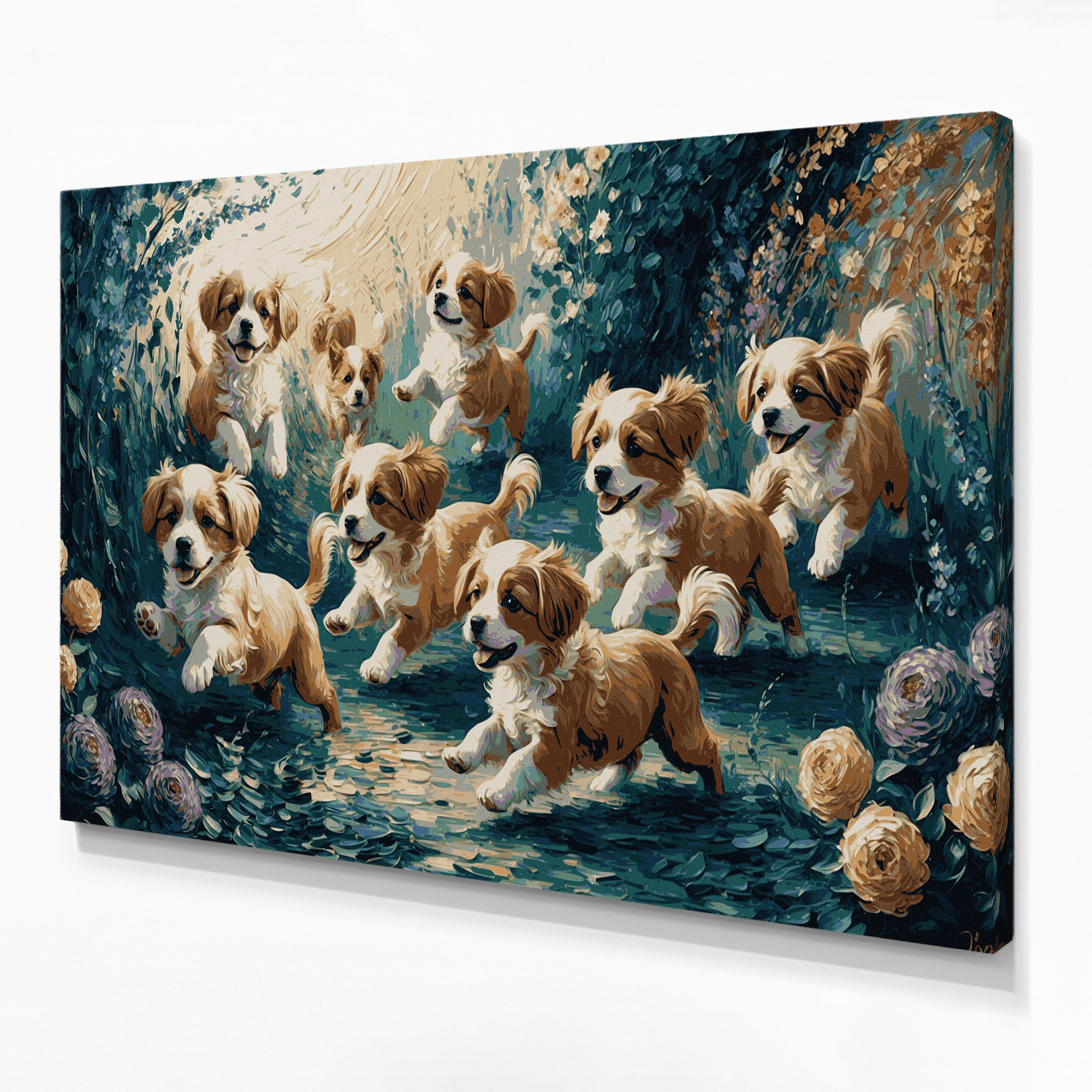 Latitude Run® Dogs Lowchen Blue Canvas Wall Art | Wayfair