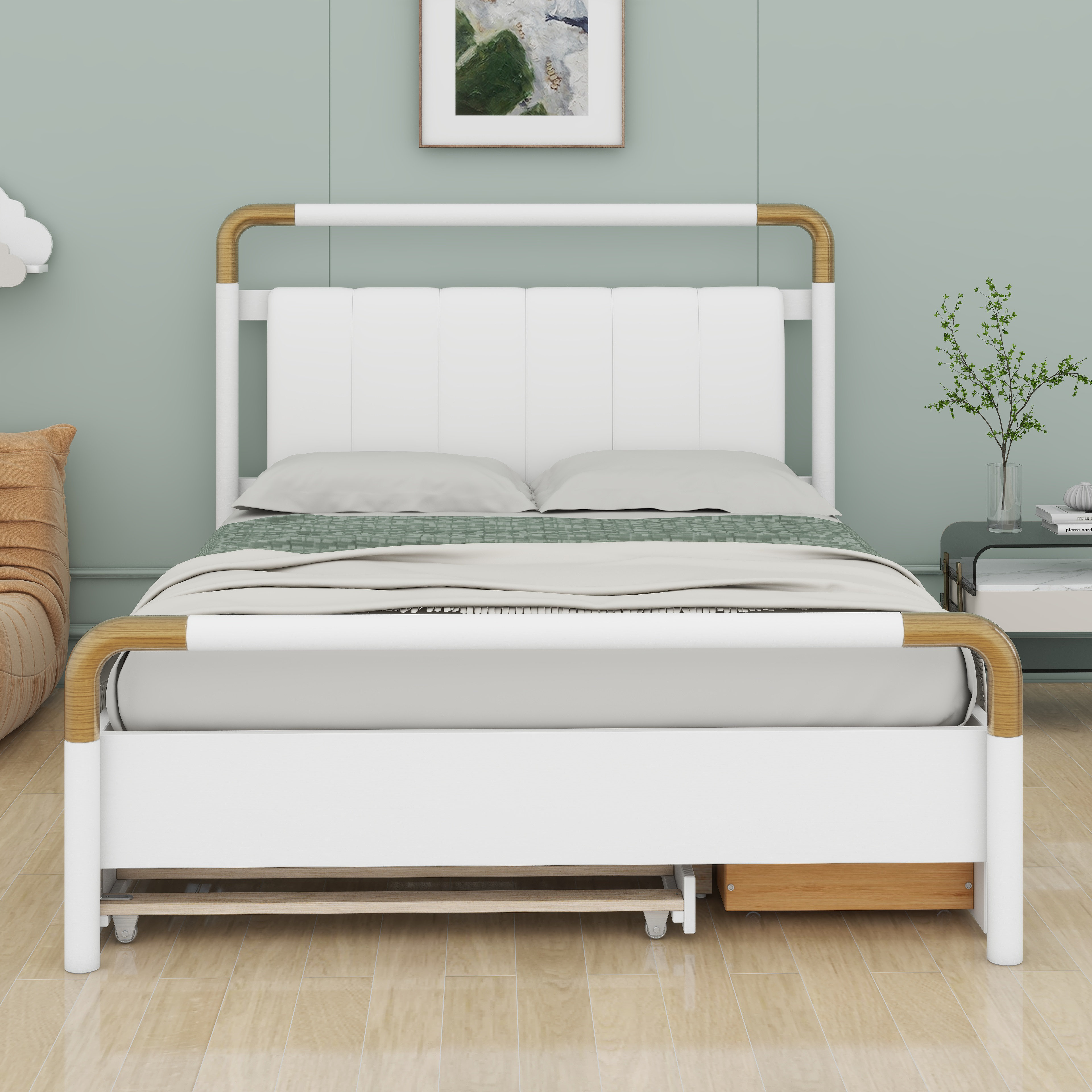 YISONHO Wooden Storage Platform Bed, With 2 Big Drawers, Trundle | Wayfair