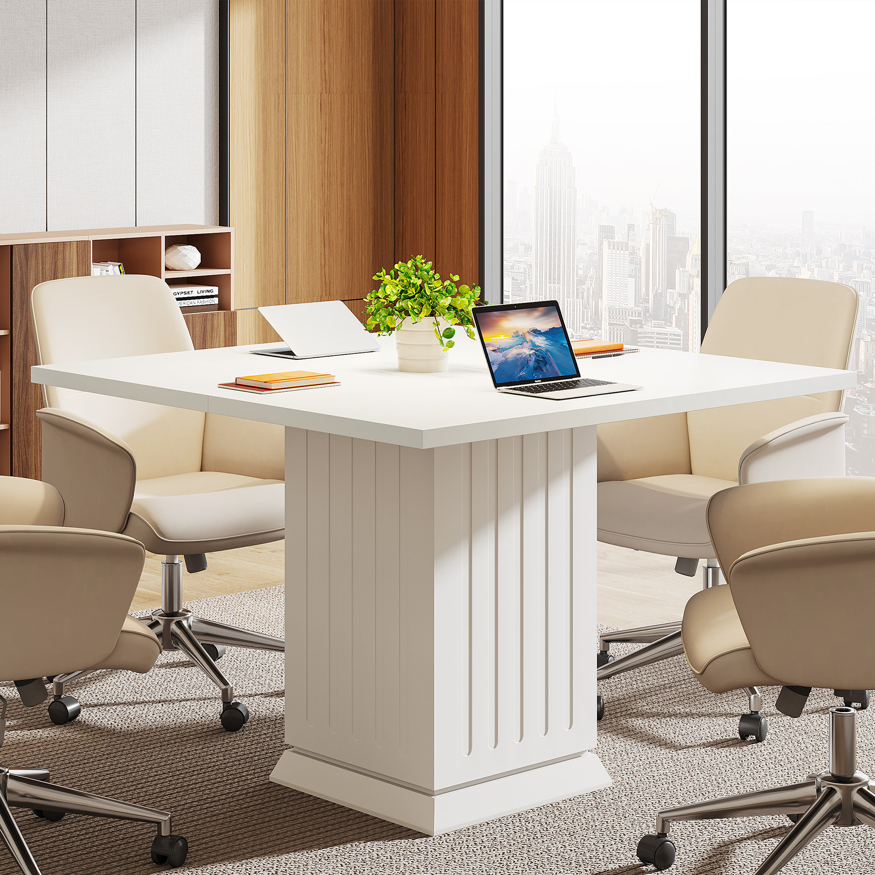 Ebern Designs Square Conference Table Small Meeting Table For Home ...