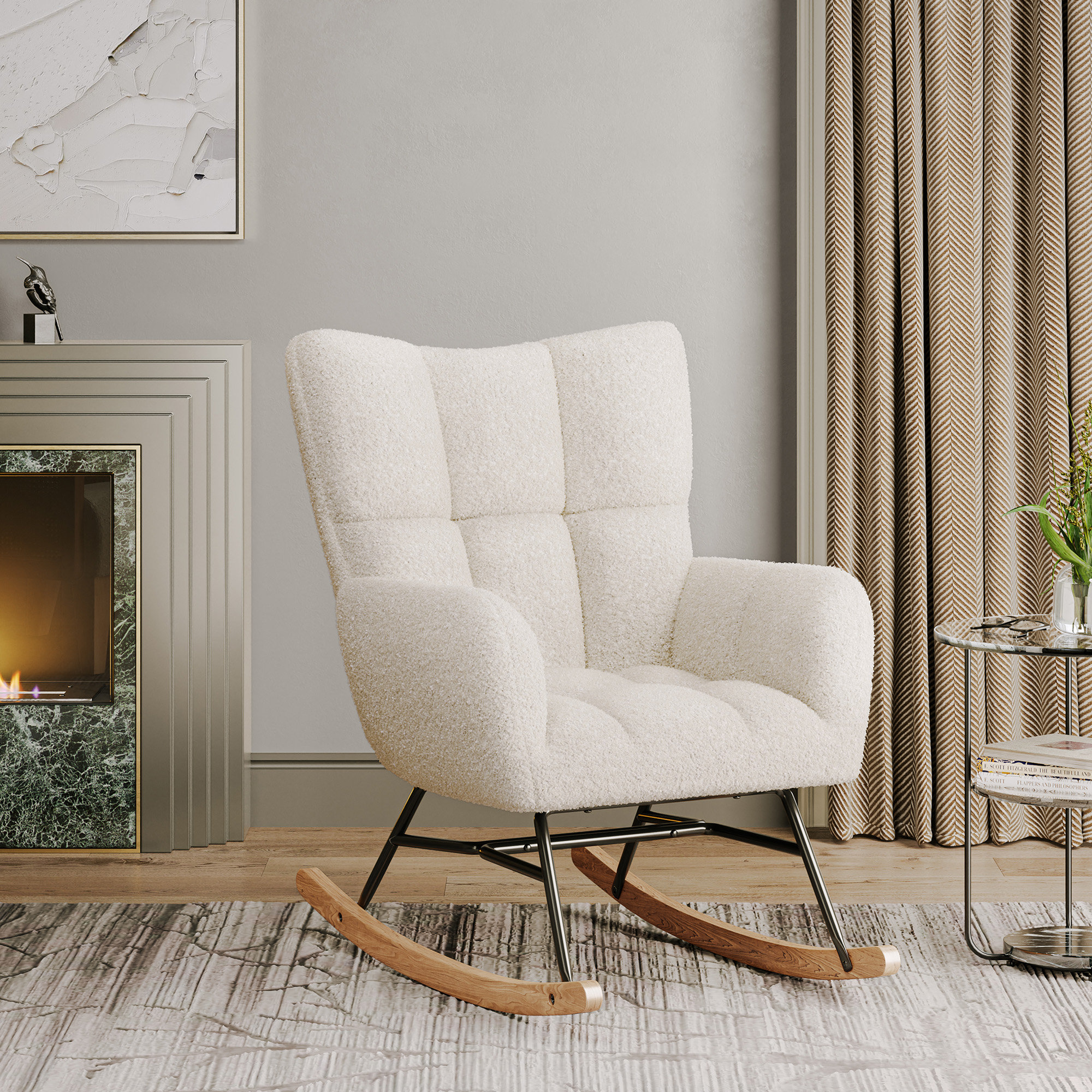 Ebern Designs Zeanna 27.5'' W Rocking Chair Teddy Fleece & Reviews ...