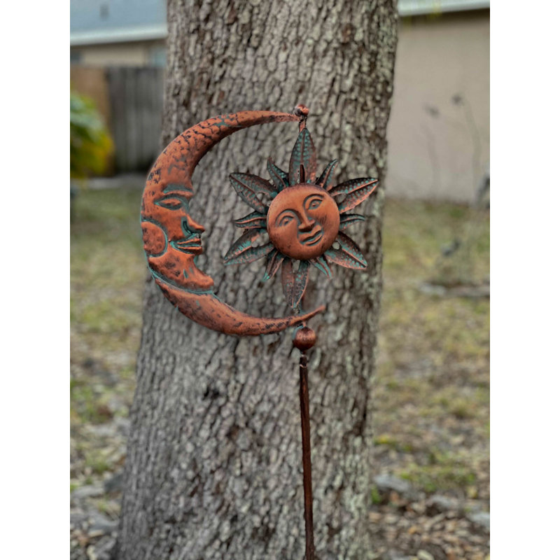 August Grove® Oaklee Celestial Sun and Moon Wind Spinner Garden Stake ...