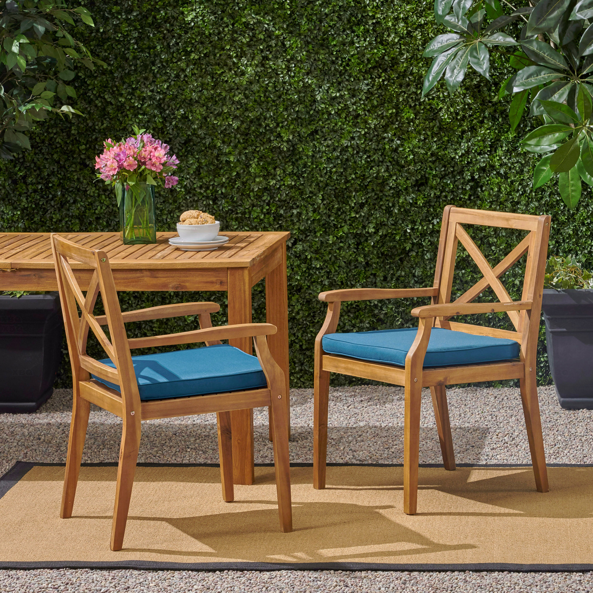 Ophelia & Co. Set Of 2 Outdoor Patio Dining Chair, With 2 Cream ...