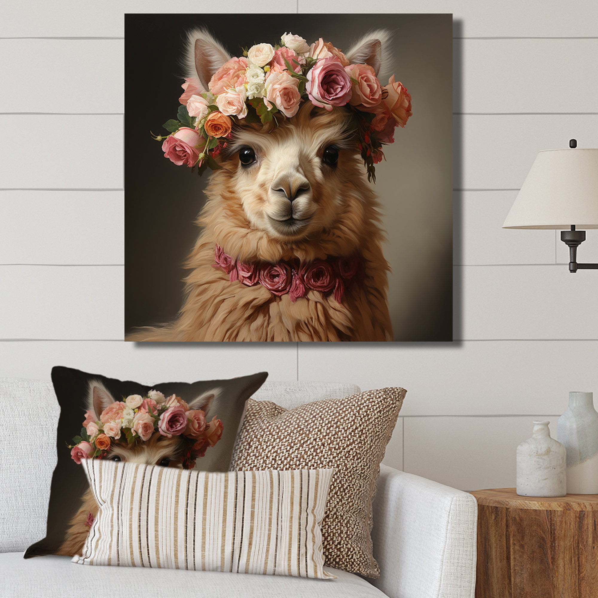Trinx Floral Alpaca Portrait Wool Grandeur III - Boho Tiles Wall Art ...
