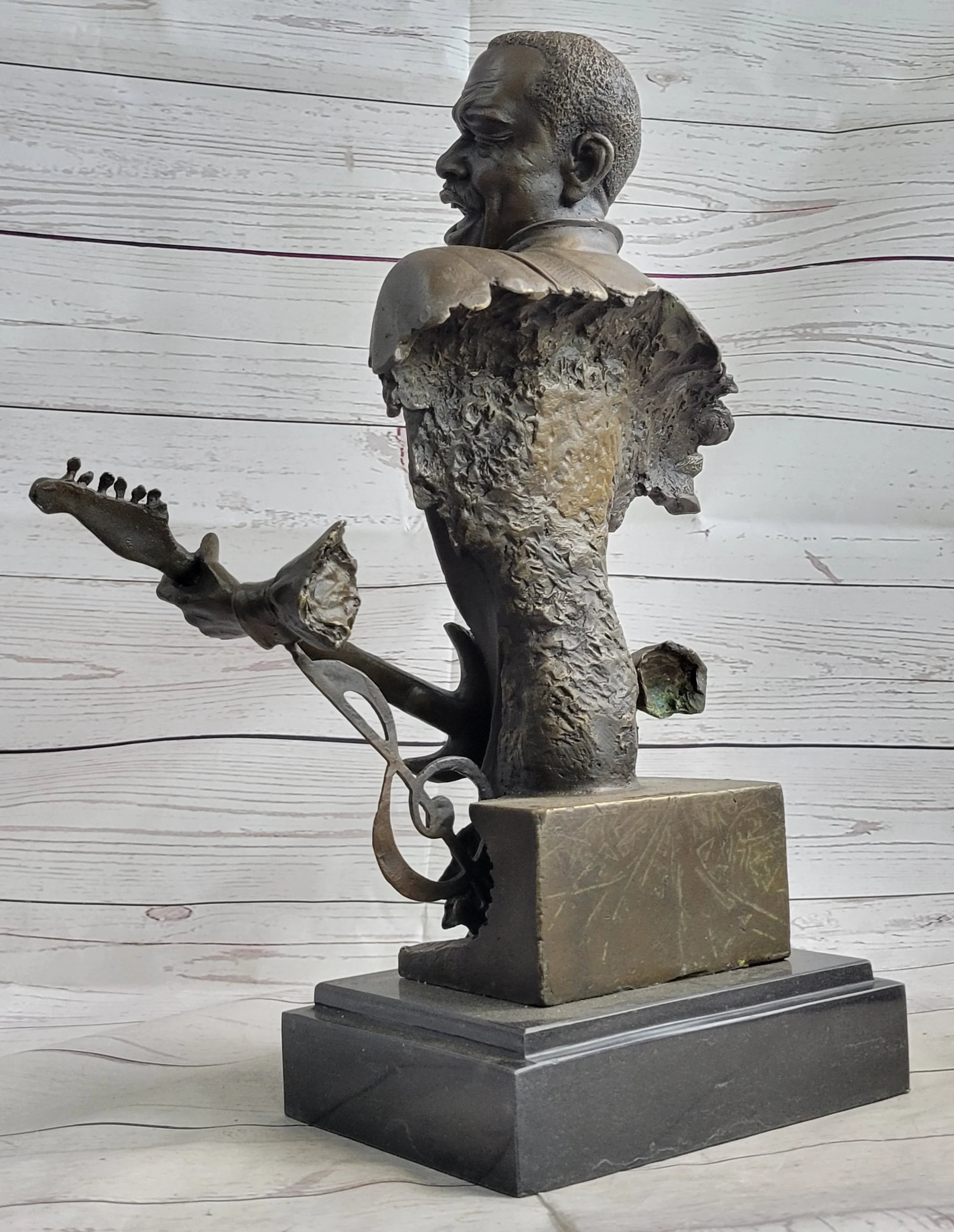 Red Barrel Studio® Rosilind Black Guitarist Musician Bronze Bust Statue ...
