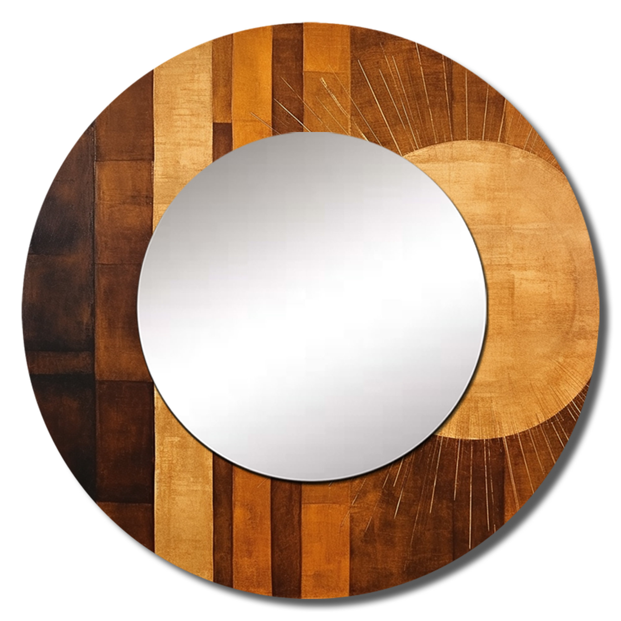 Design Art Brilliance Symetry III - Abstract Shapes Round Metal Mirror ...