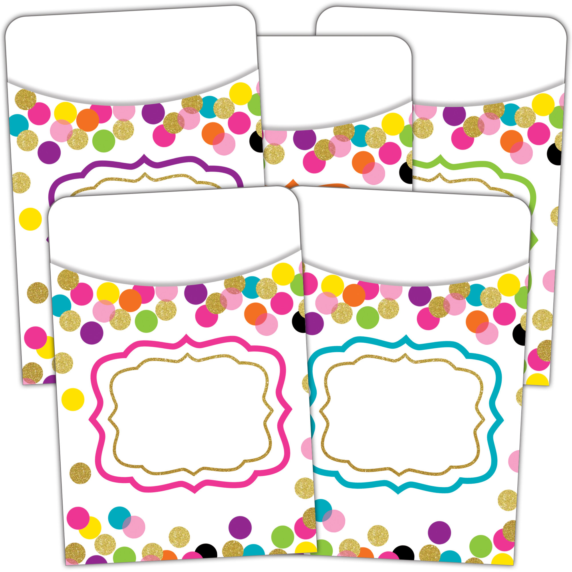 Teacher Created Resources Confetti Library Pockets, 35 Per Pack, 3 ...