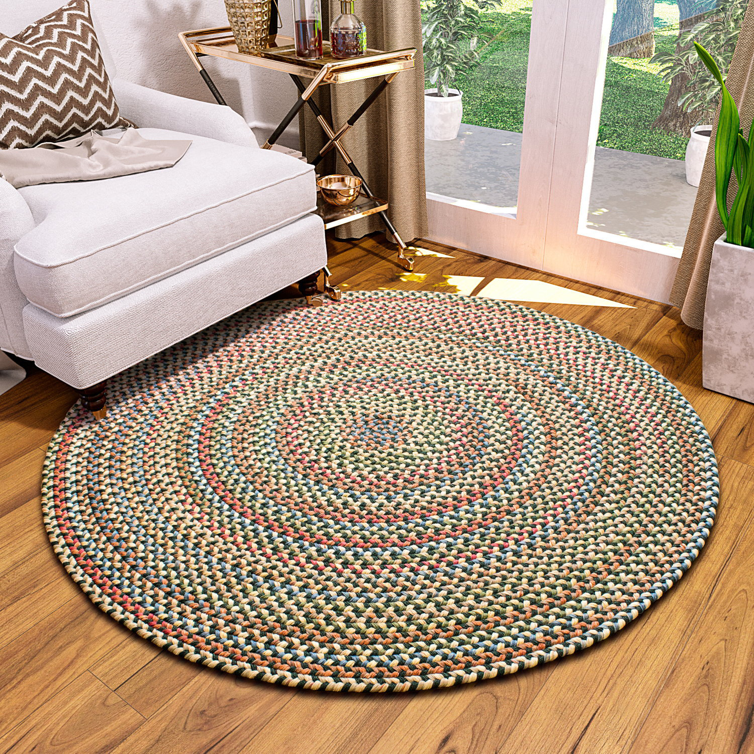 Winston Porter Laurin Braided Spruce Green/Natural Rug | Wayfair