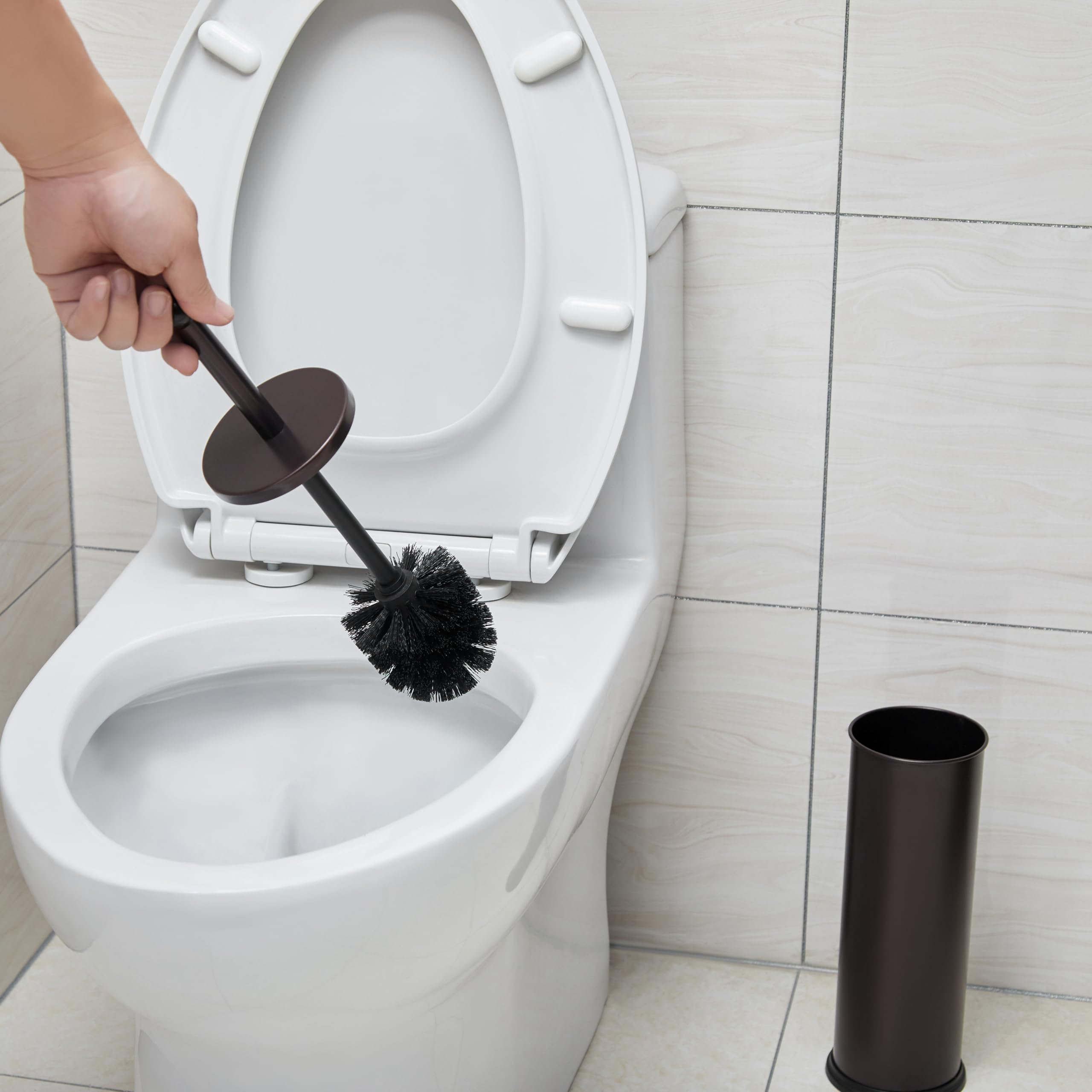 Rainbow Home Rust Resistant Bronze Toilet Brush Holder With Lid Perfect ...