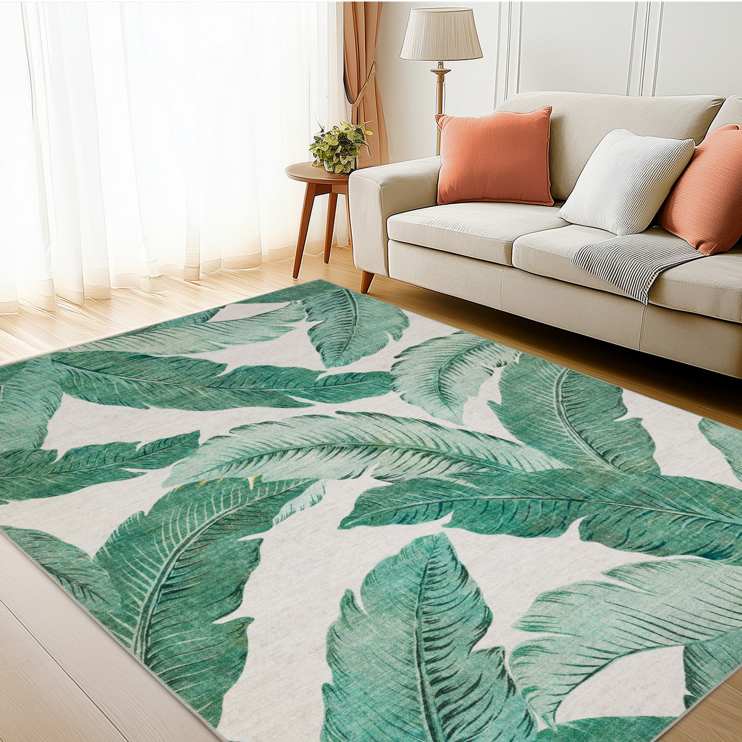 Bay Isle Home™ Tropical Leaf Print Machine Washable Area Rug & Reviews ...