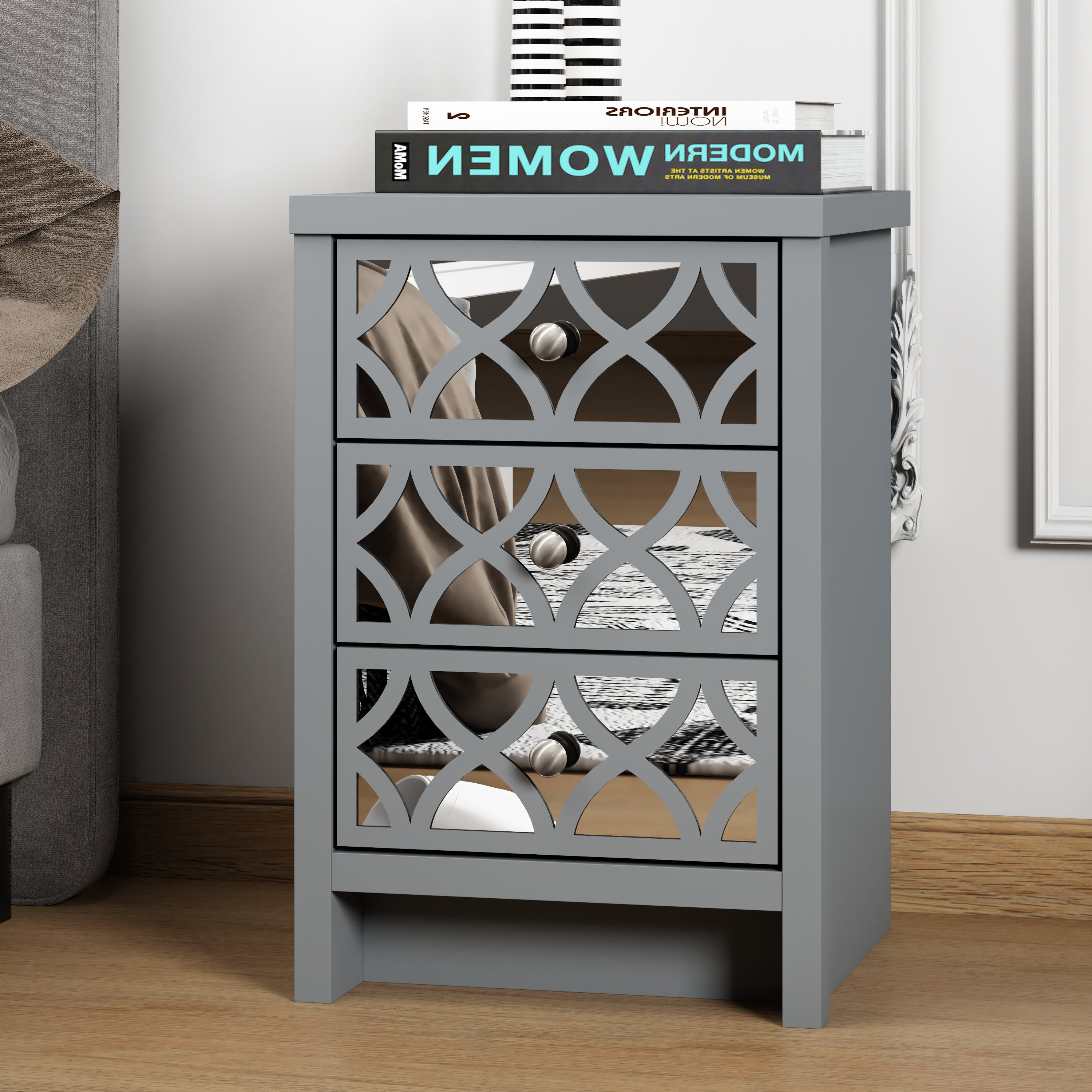 IrisVibe IRIS Vibe 3 Drawer Bedside Table With Full Mirror & Reviews | Wayfair.ie