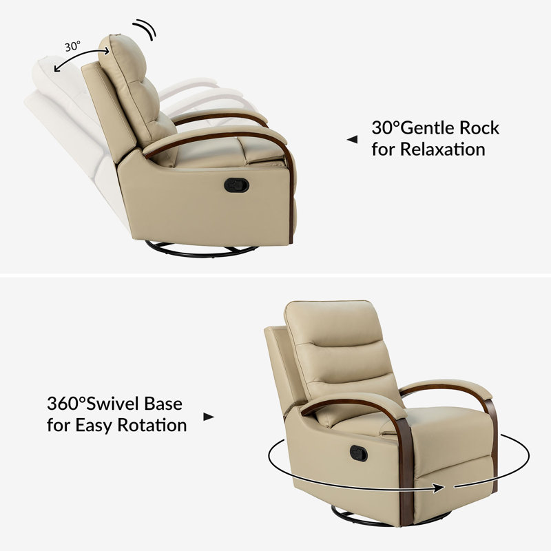 Wade Logan® Azilda 29" Wide Genuine Leather Manual Swivel Rocking ...