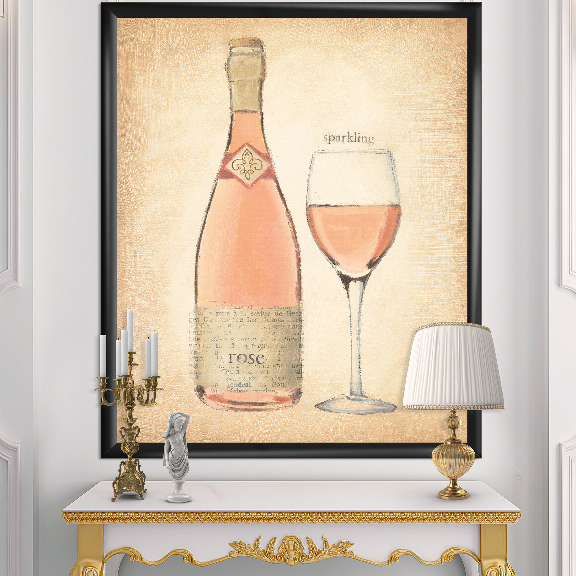 East Urban Home Glam Sparkling Rose Wine - Picture Frame Print on ...