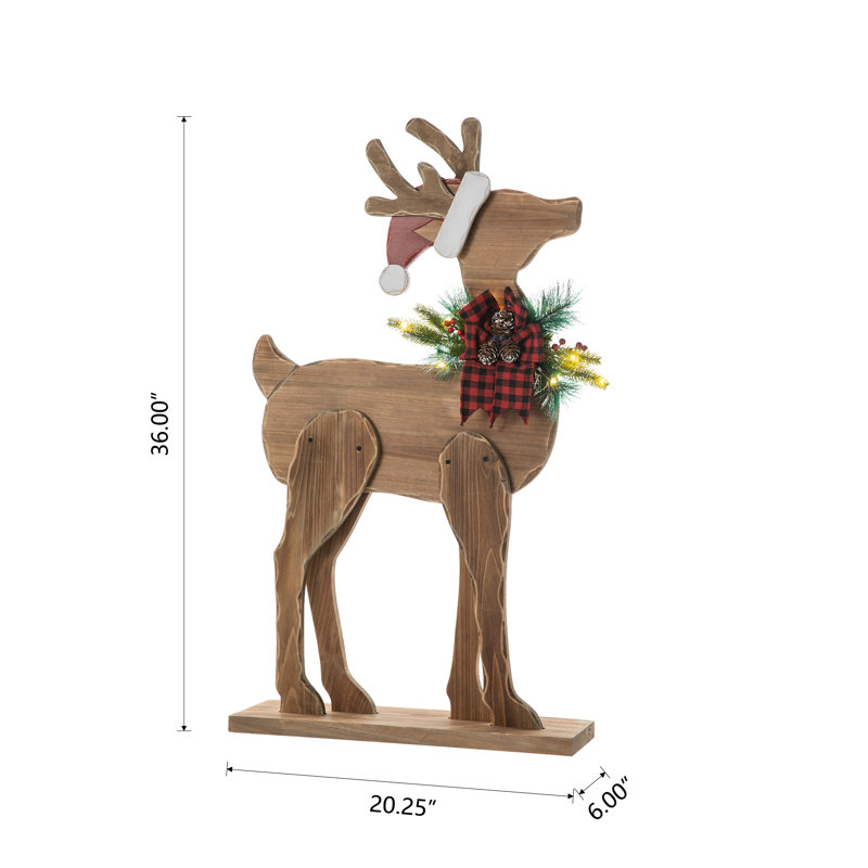 The Twillery Co. Lisdale Chunky Wooden Christmas Reindeer Porch Decor ...