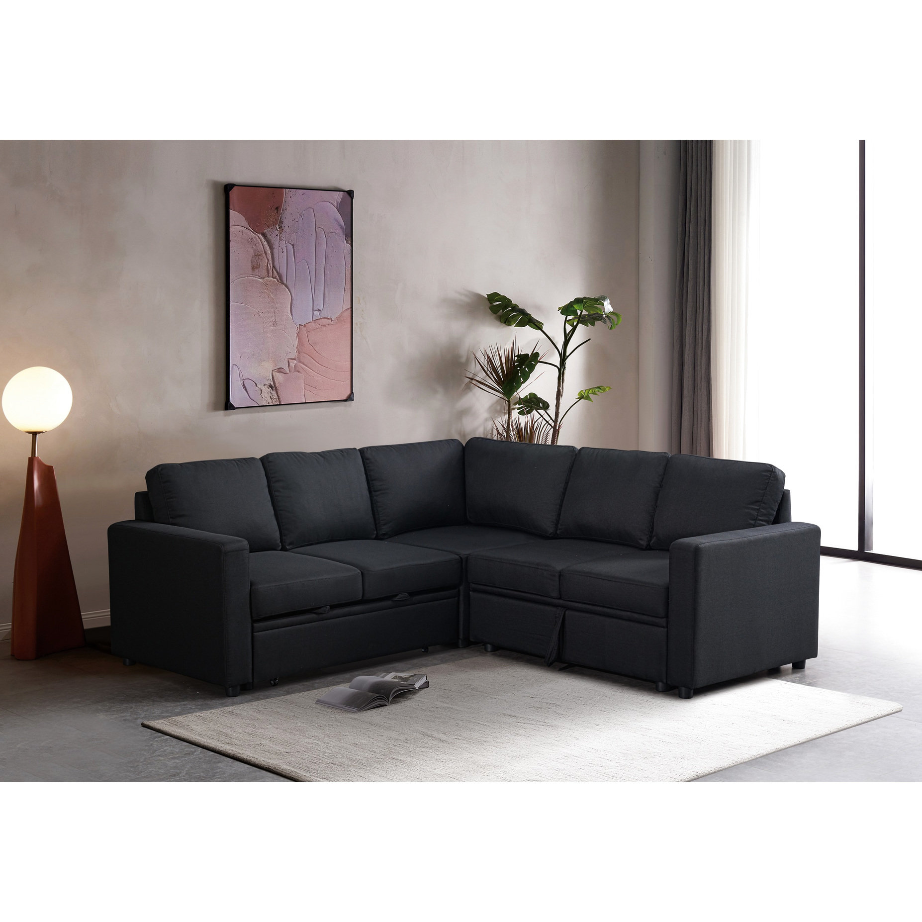 Ebern Designs Black Sectional Bed - Space Saving For Compact Home ...
