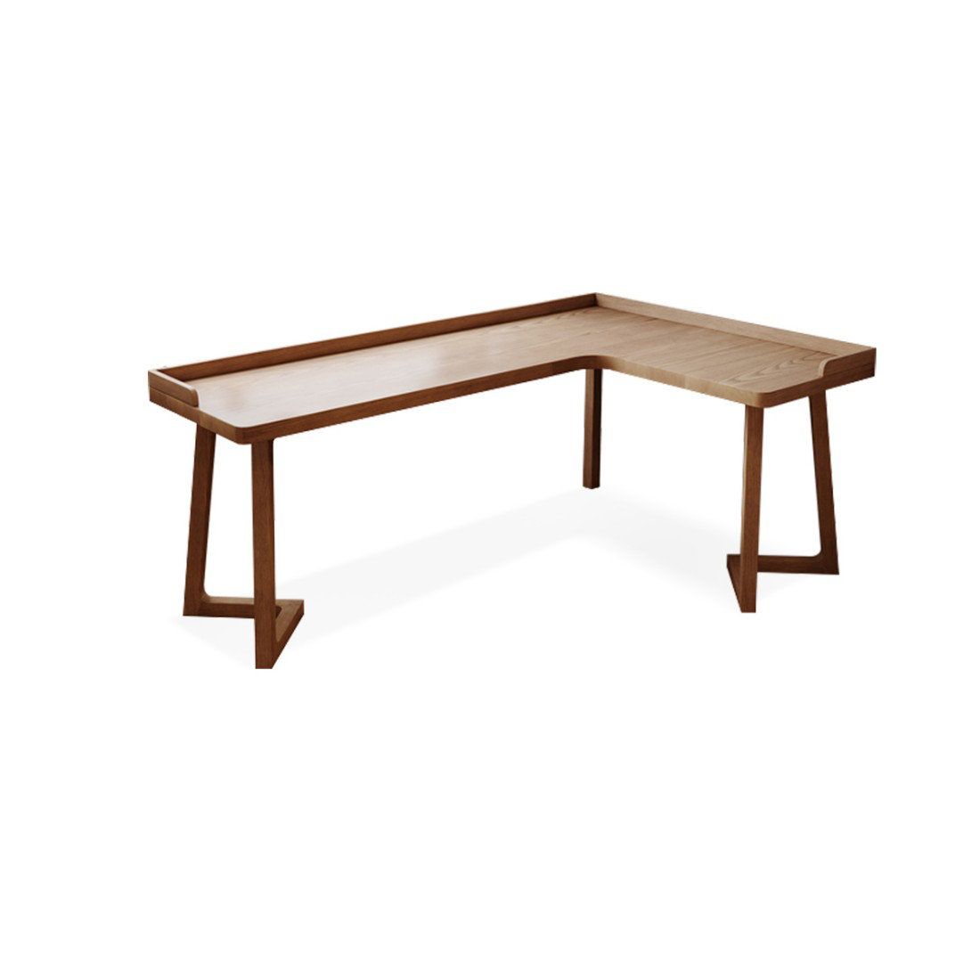 East Urban Home Light brown L-Shaped Solid Wood Writing desk | Wayfair