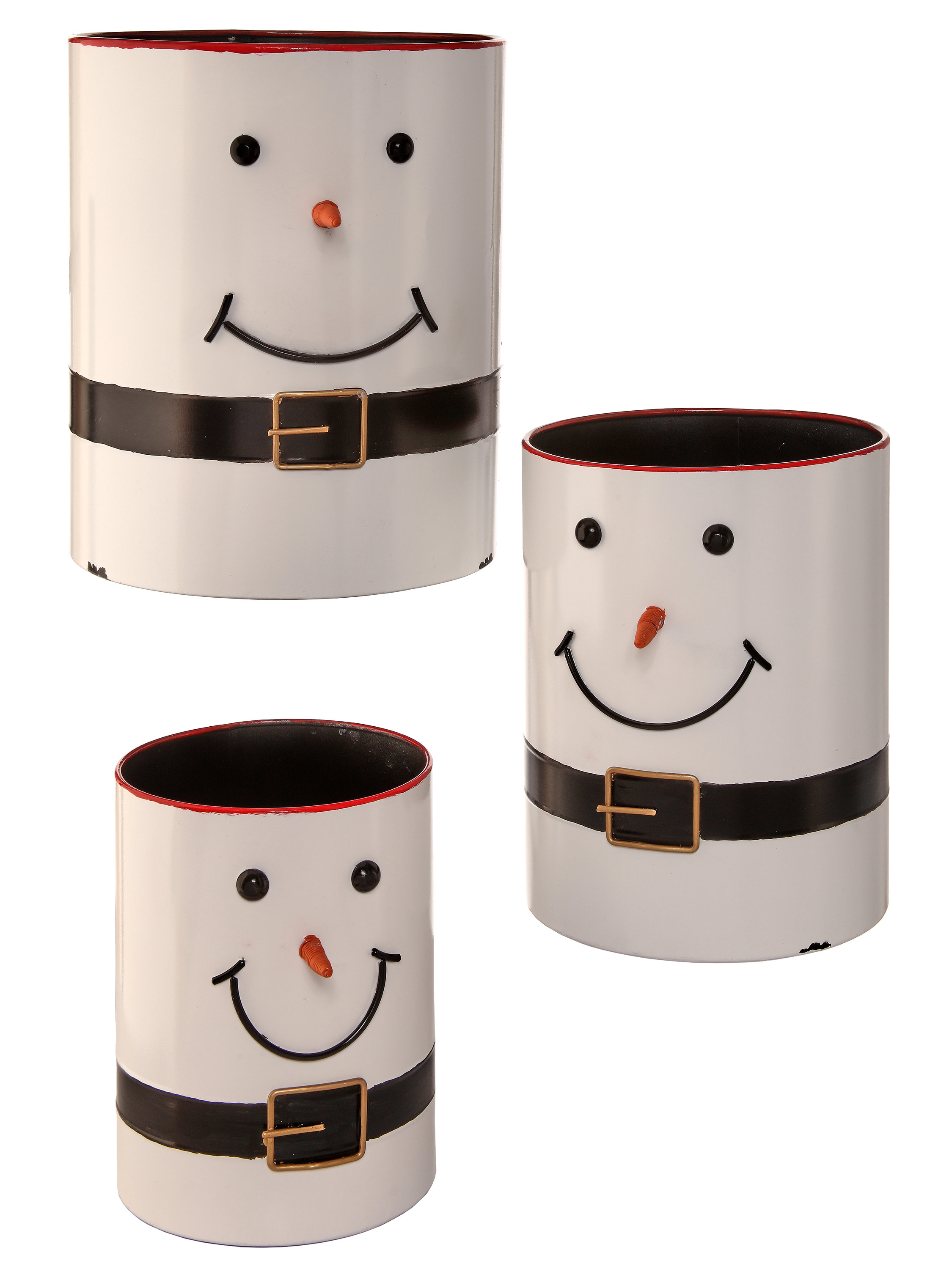 The Holiday Aisle® 3 Piece Snowman Container Decorative Accent Set ...