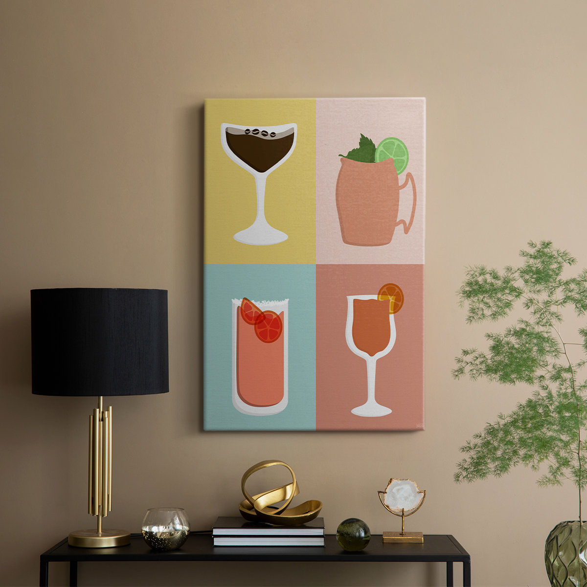 Winston Porter Colorblock Cocktails II -Gallery Wrapped Cavas | Wayfair