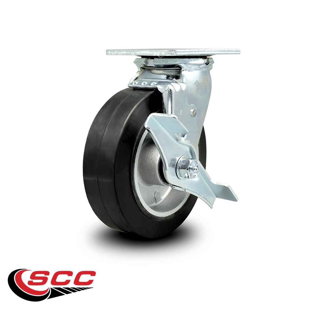 Service Caster 6 Inch Rubber on Aluminum Swivel Caster with Roller ...