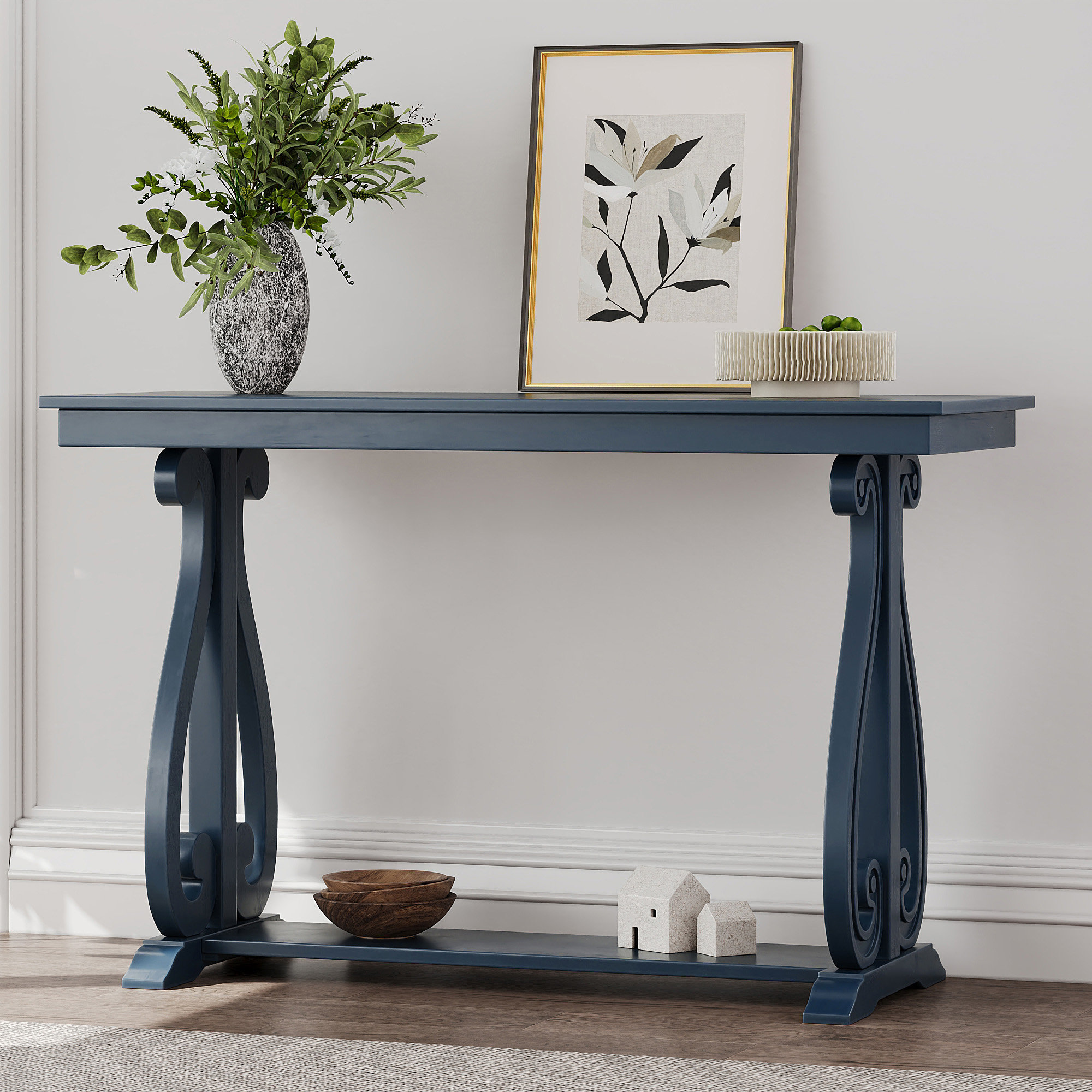 Alcott Hill TREXM 48-Inch Rustic Vintage Console Table --- Farmhouse Style Entryway Table With ...