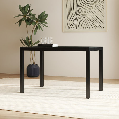 Ebern Designs 47" Solid Wood Black Rectangular Dining Table - Modern ...