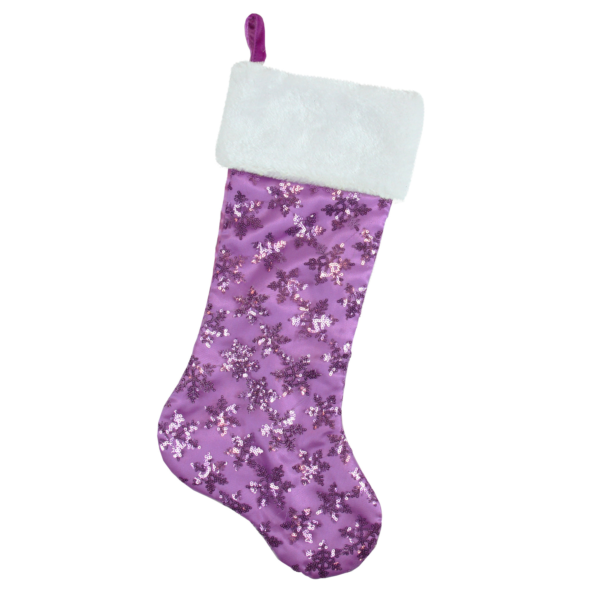 Northlight Seasonal Ice Palace Sequin Snowflake Christmas Stocking with ...