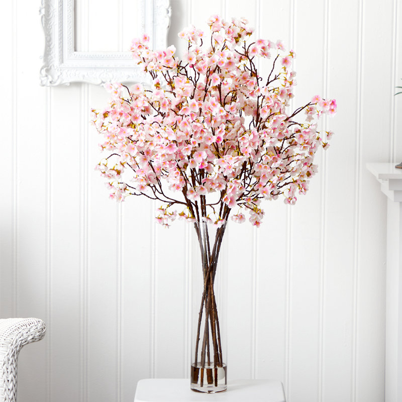 Birch Lane™ Peridan Cherry Blossom Floral Arrangement in Vase & Reviews ...