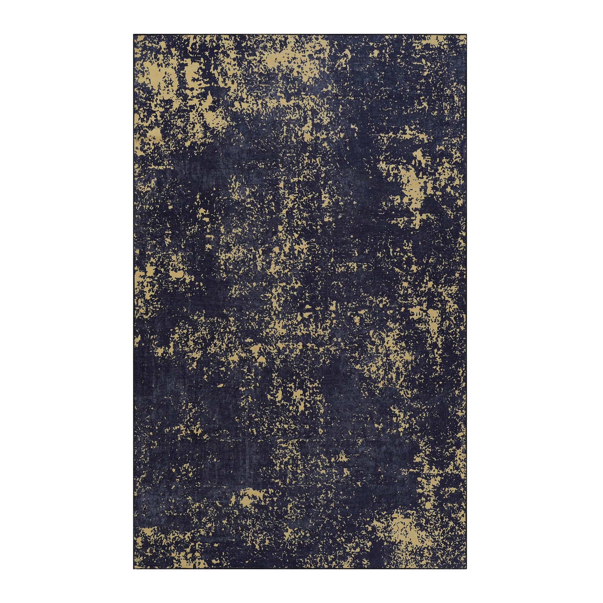 Rosdorf Park Black Washable Rug Area Rug (Black+Gold) | Wayfair