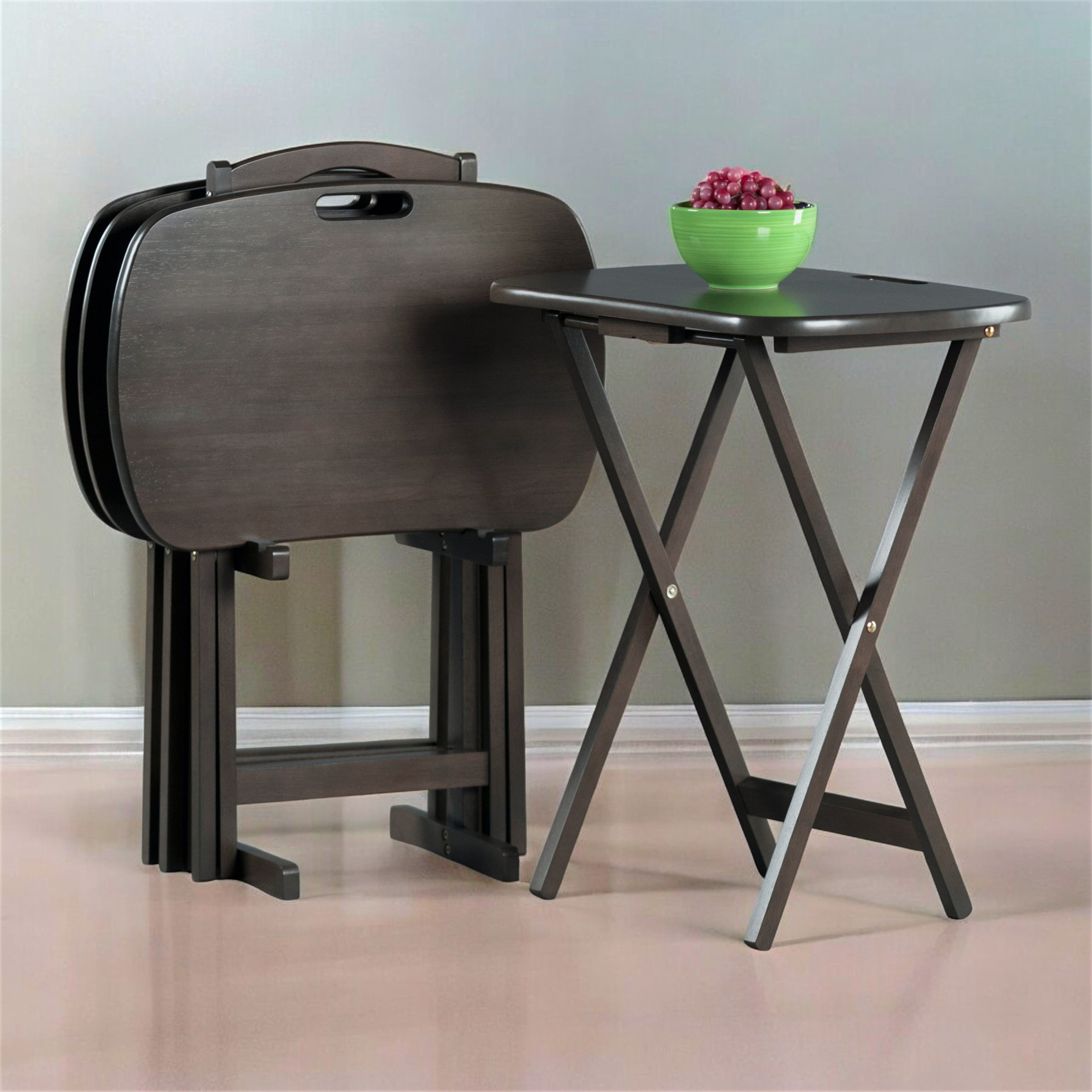 Lark Manor™ Griffin 5-Piece Snack Table Set in Walnut | Wayfair