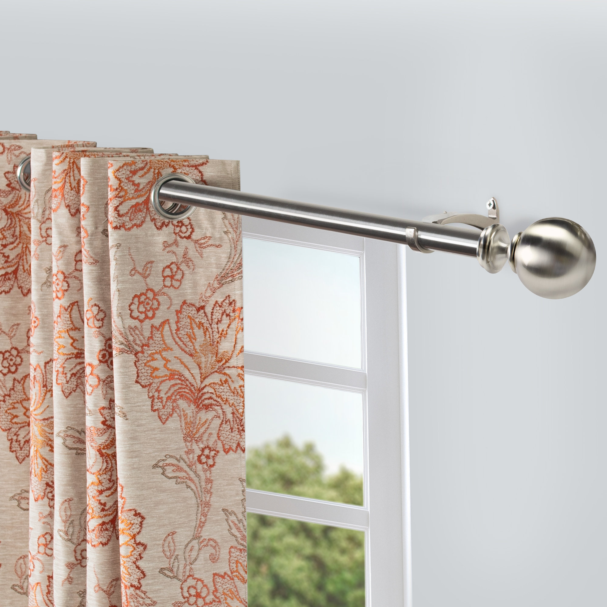 Alcott Hill® Westman Silver Adjustable 1" Single Curtain Rod & Reviews ...