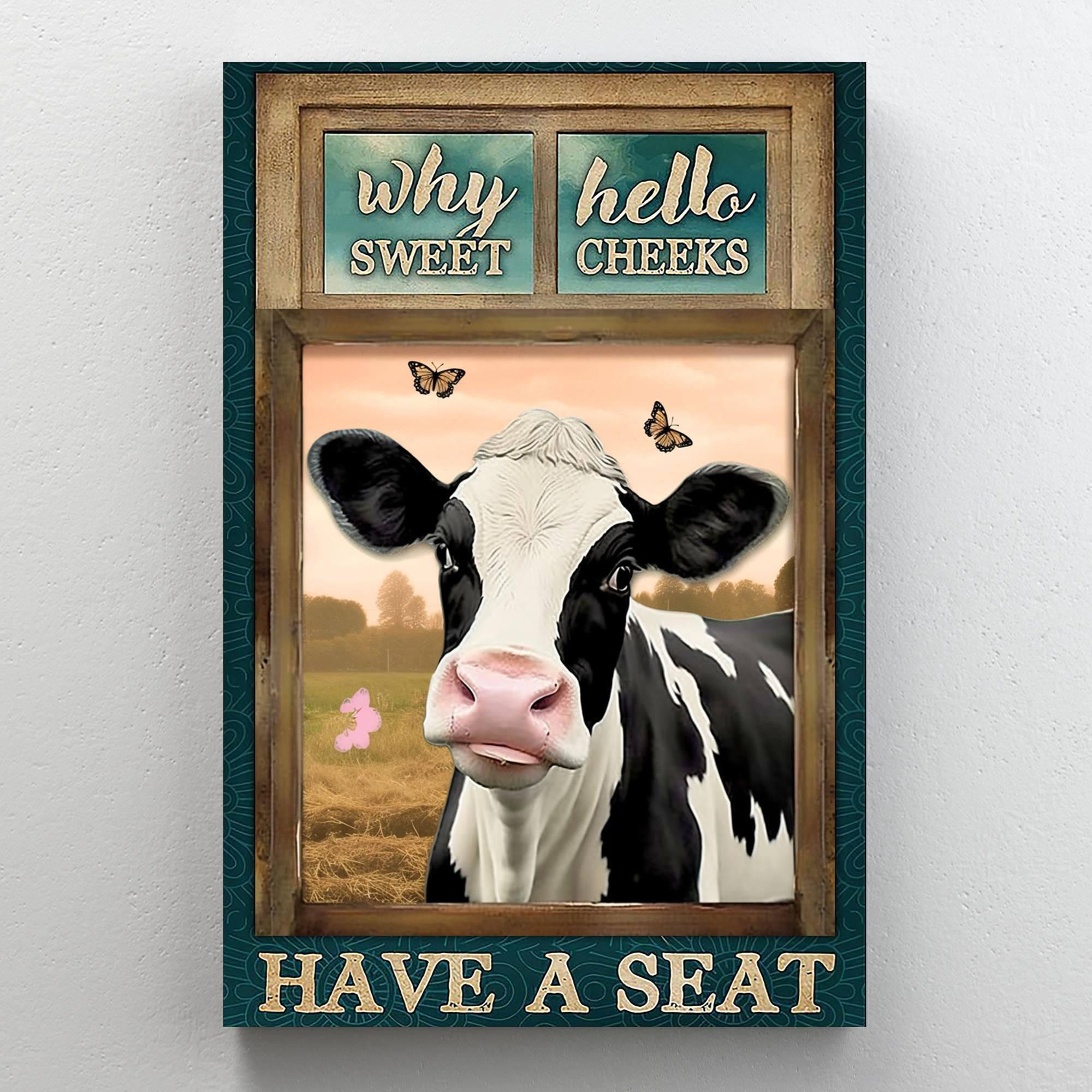 Trinx Cow Why Hello Sweet Cheeks On Canvas Graphic Art | Wayfair