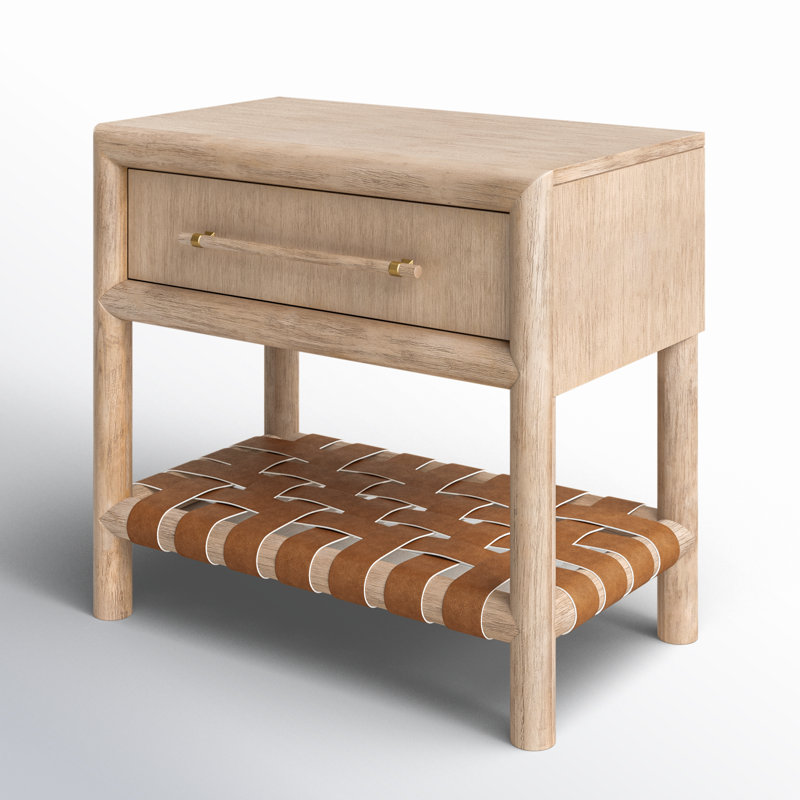 Birch Lane™ Colleen 1 - Drawer Leather Nightstand & Reviews | Wayfair