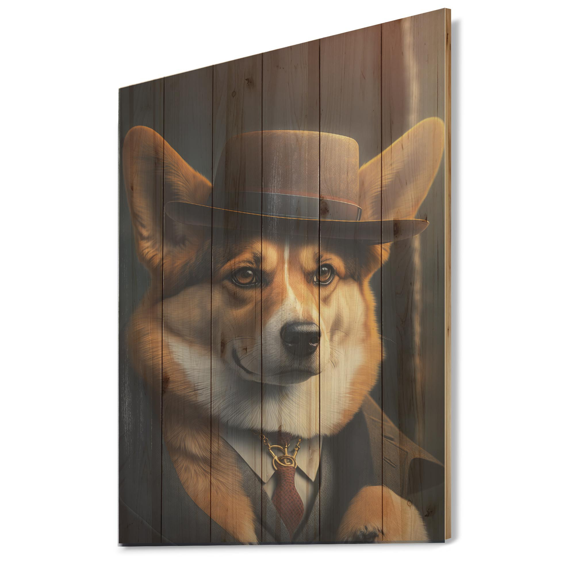 Trinx Heiti Mafia Corgi - Unframed Print on Wood - Wayfair Canada