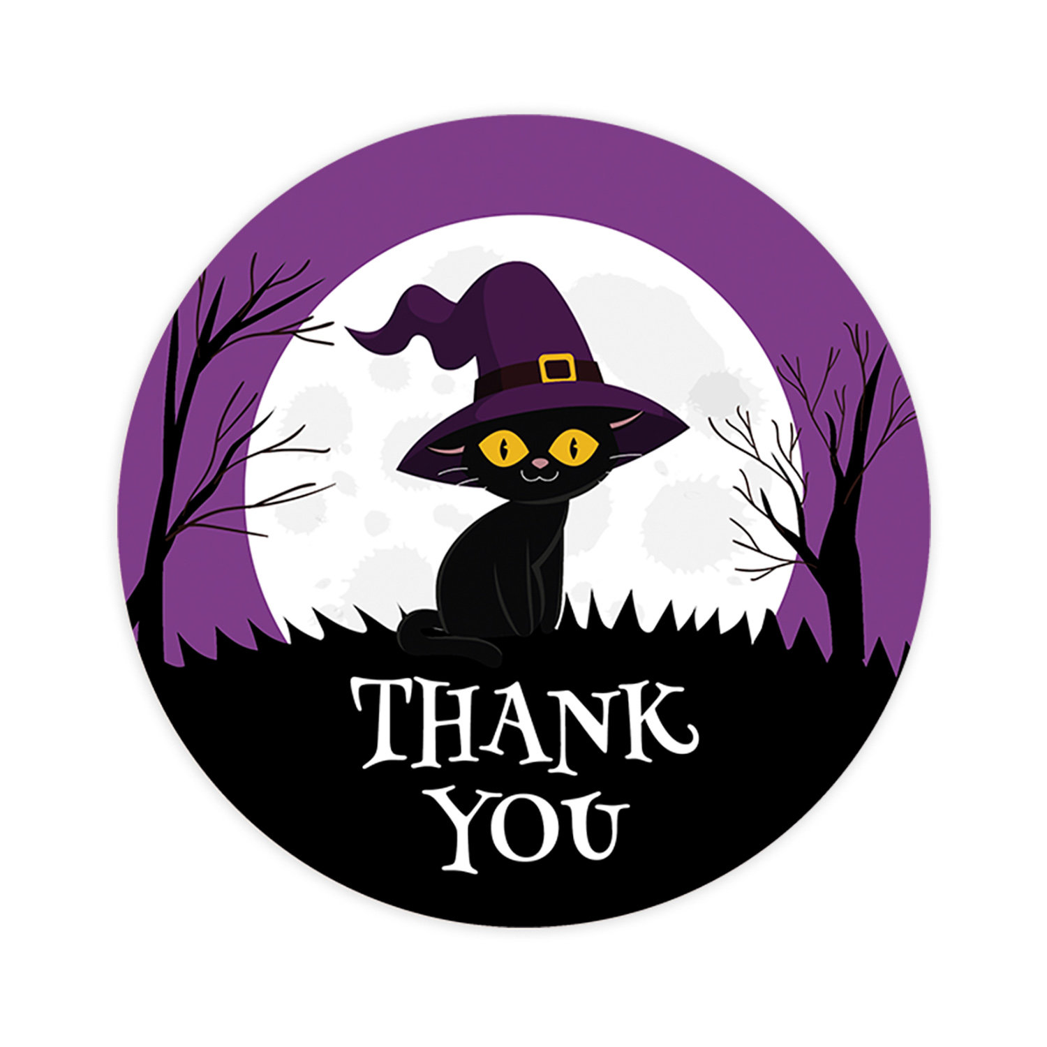 The Holiday Aisle® Thank You Cute Black Cat Happy Halloween Stickers ...