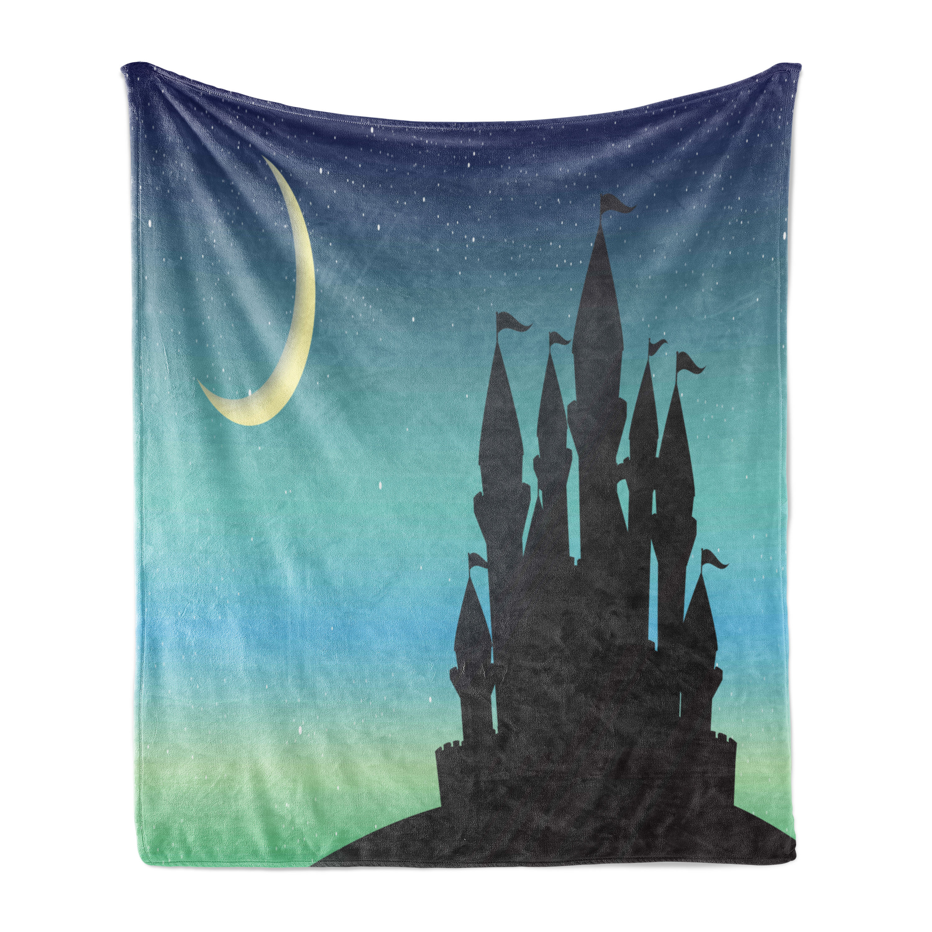 Ambesonne Magic Moon Fleece Throw Blanket Castle and Gradient Sky ...