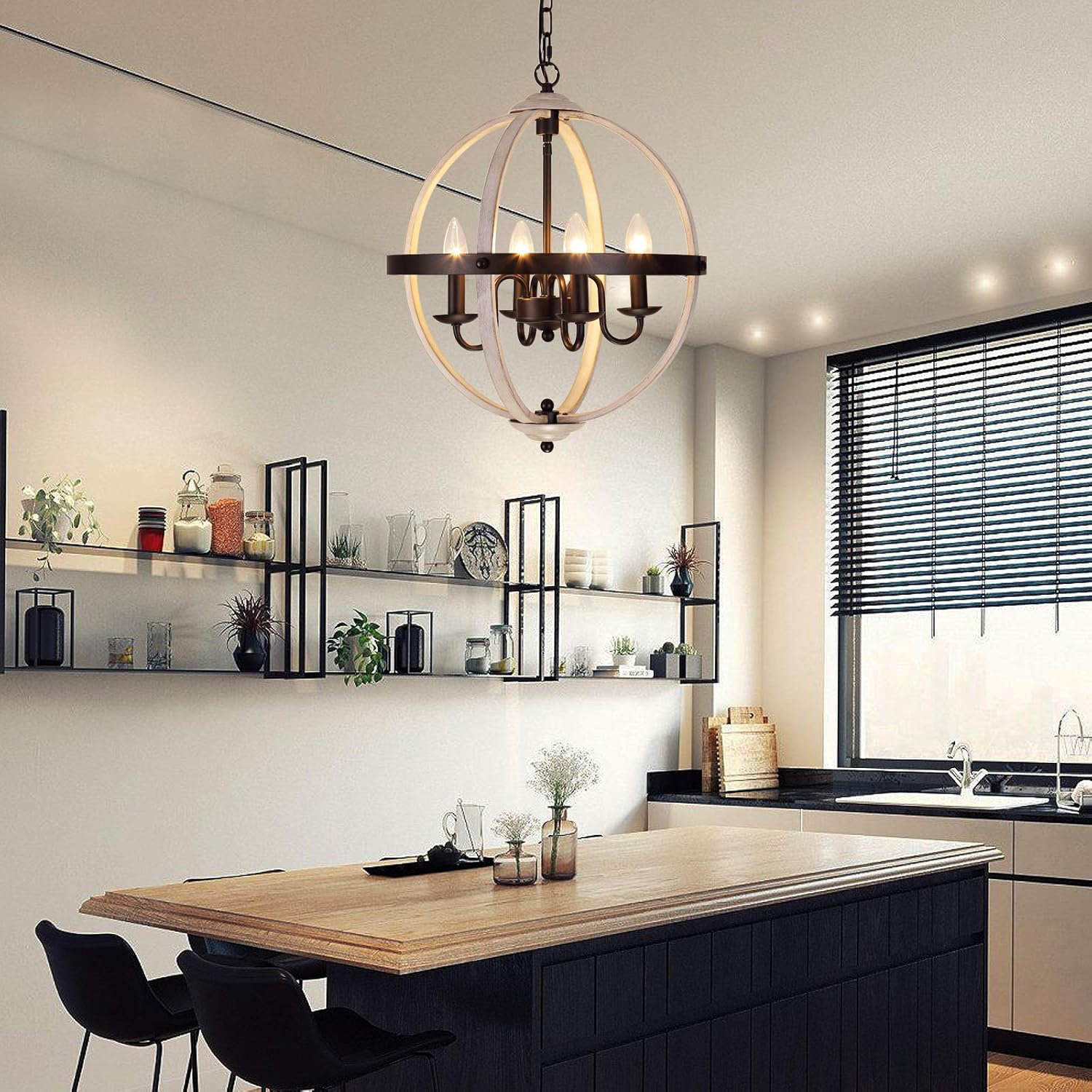 Ophelia & Co. Farmhouse Chandelier - Industrial Rustic Globe Sphere Orb ...