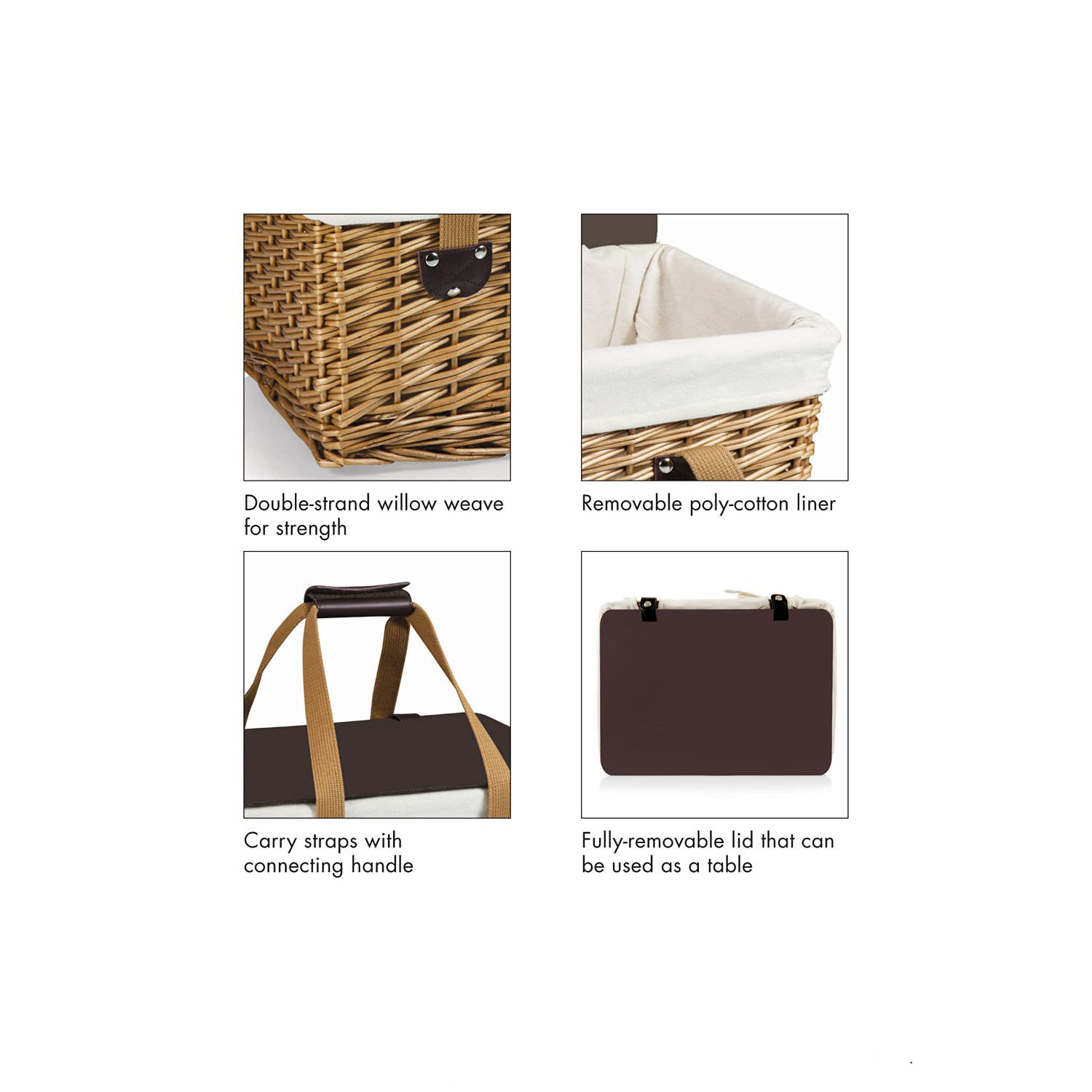 One Allium Way Wicker Picnic Basket With Lid, Small Picnic Basket For 2 ...