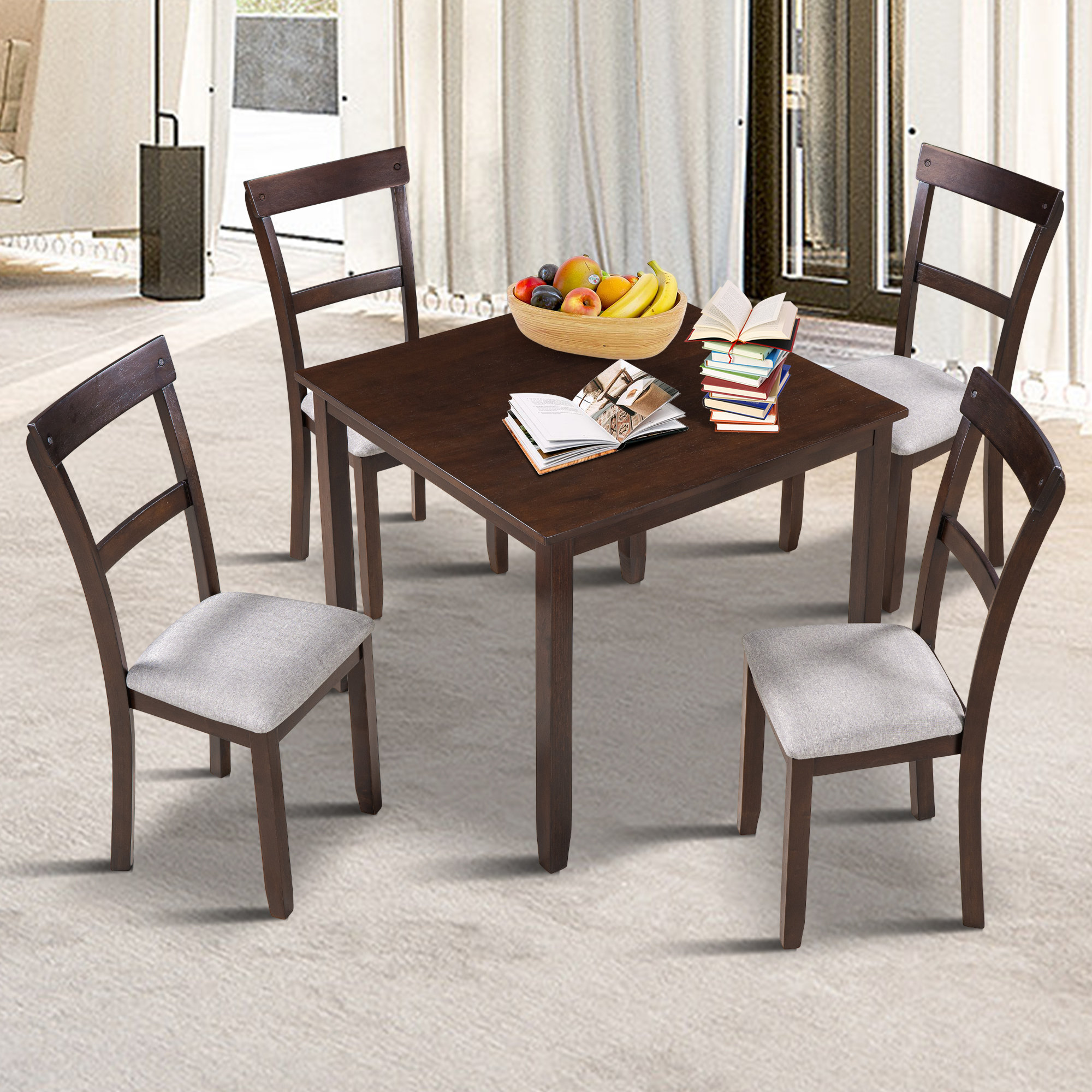 August Grove Dining Table Set With Melamine MDF Table Top And LVL Chair ...