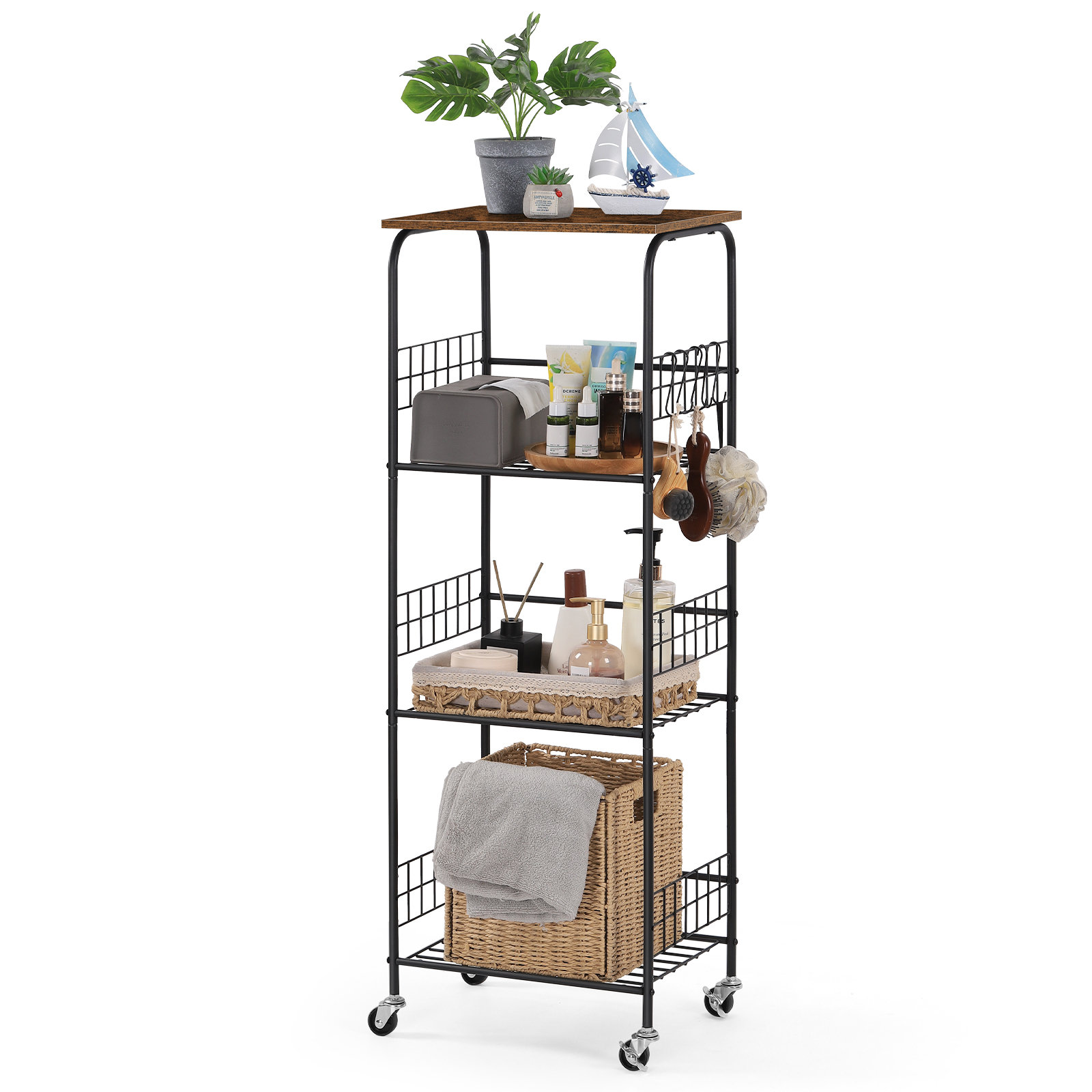 17 Stories Four - Tier Round Tube Wire Storage Rack | Wayfair
