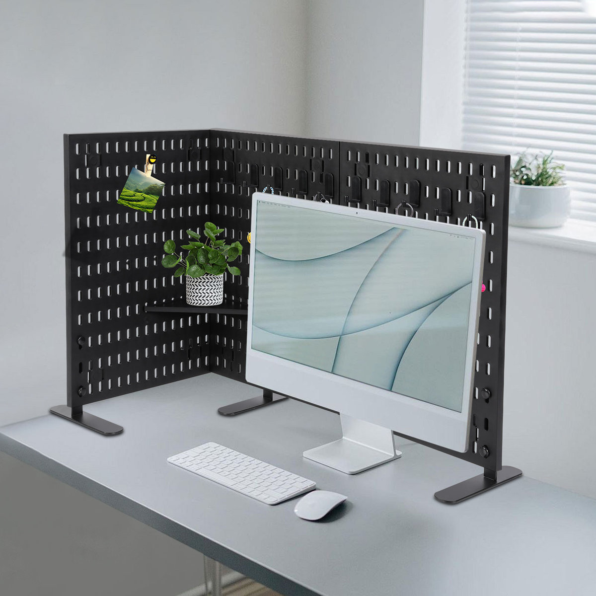 YYBSH Desk Partition Panels, Desk Divider, Table Organization Pegboard ...