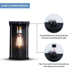 17 Stories Nykisha 11.2" H Seeded Glass Outdoor Flush Mount With Dusk ...