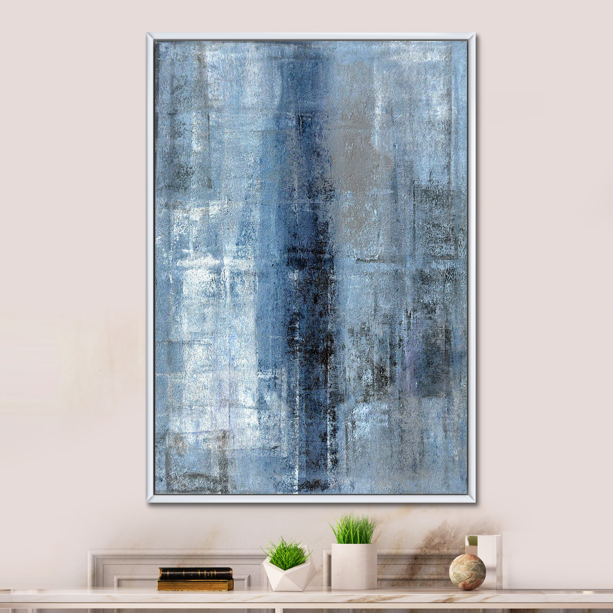 17 Stories Blue Meets Gray Abstract Art - Modern & Contemporary Canvas ...